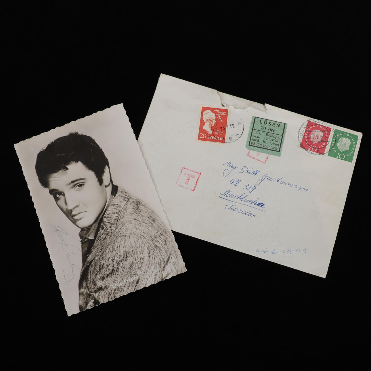 ELVIS PRESLEY, letter from Bad Nauheim with a signed idol card, 1959 ...