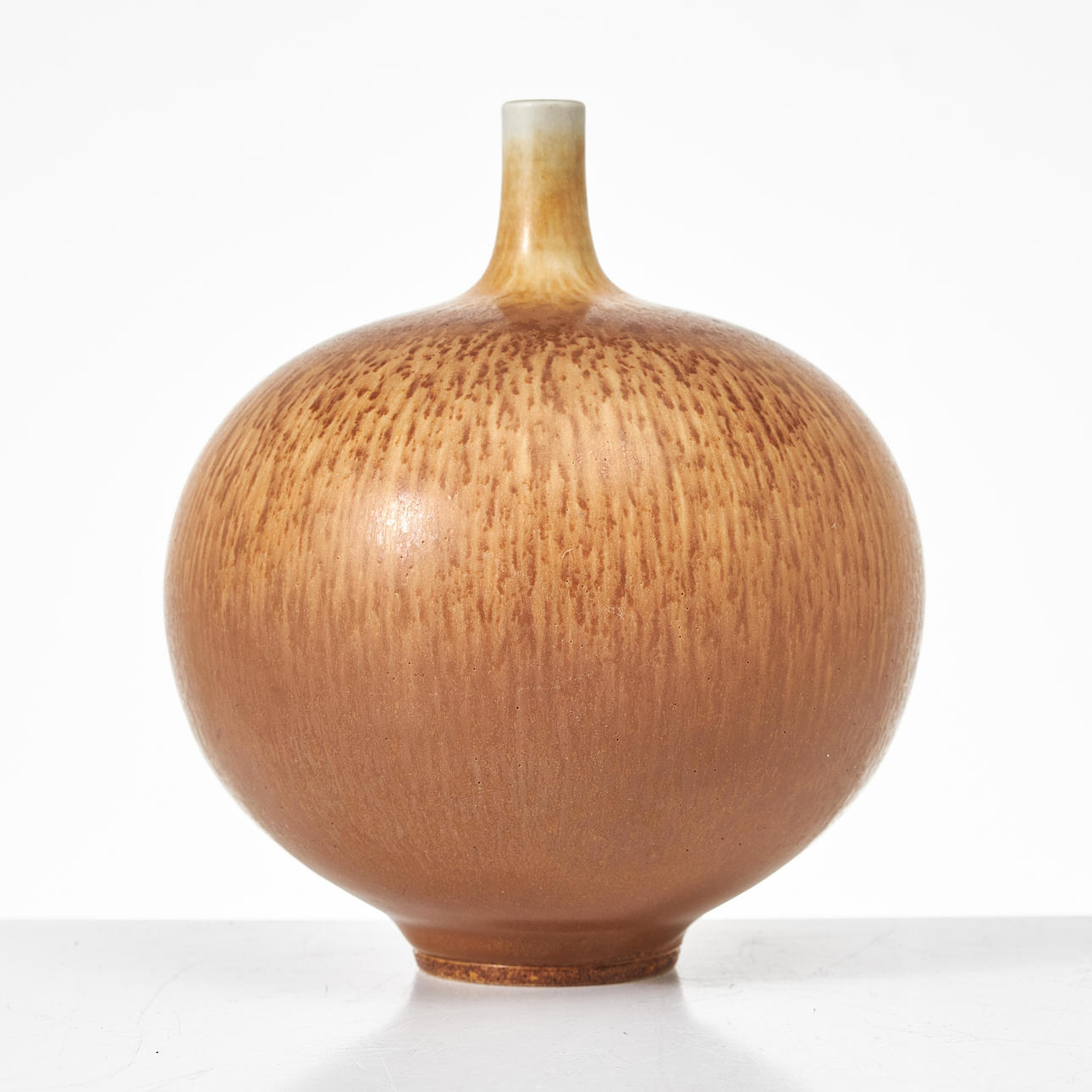 BERNDT FRIBERG. Vase, glazed stoneware, Gustavsberg, brown harp fur glaze, signed Friberg and ...