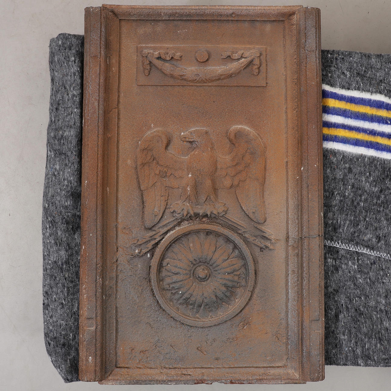 A cast iron stove plate, electrified eagle, 1800/20th century ...