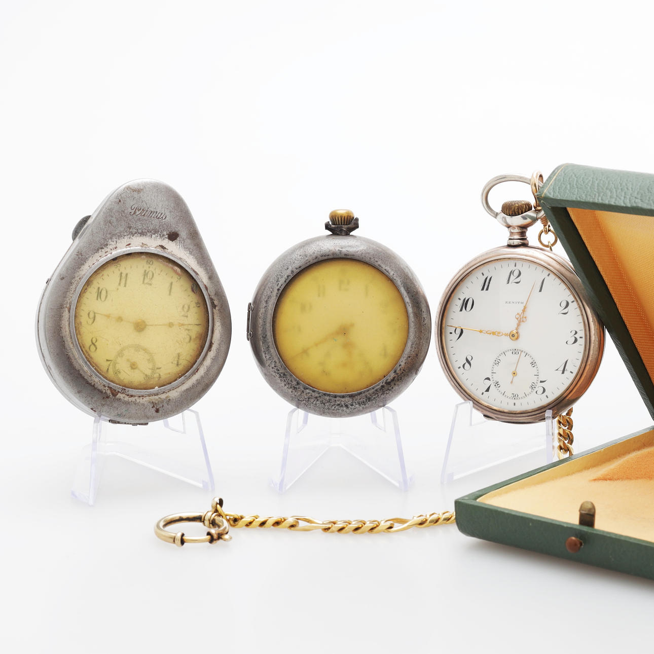 A pocket watch, 3 pcs, silver, blue Zenith, 20th century. Clocks ...