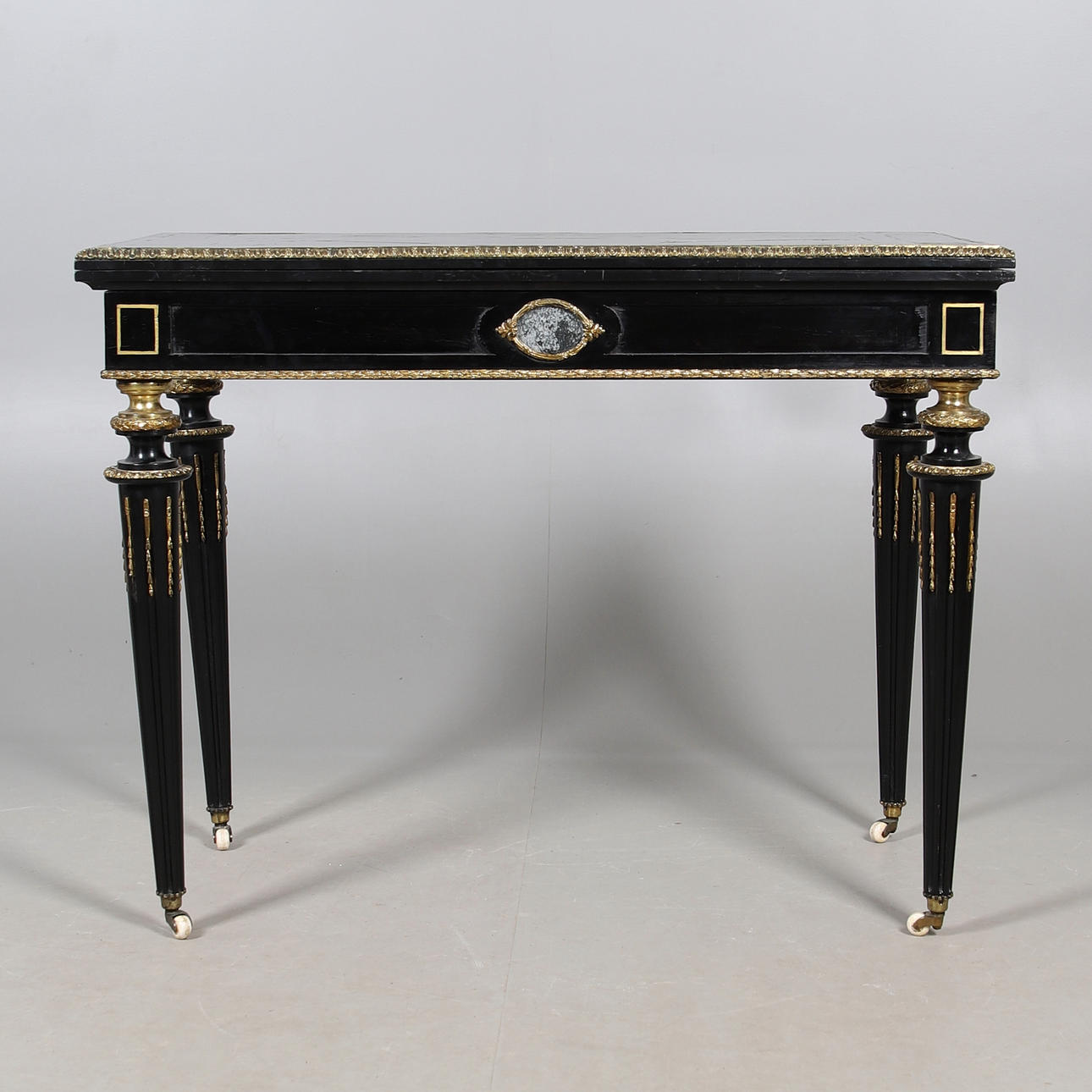 A NAPOLEON III BRASS INLAID AND METAL MOUNTED CARD TABLE. Furniture ...