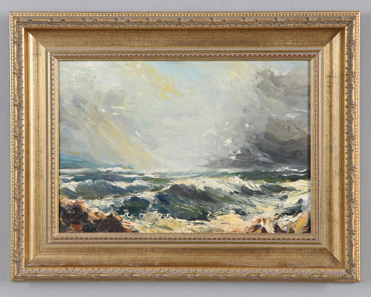 ATTRIBUTED TO JOHN MACE (1889-1952). CRASHING WAVES OIL ON BOARD. Art ...