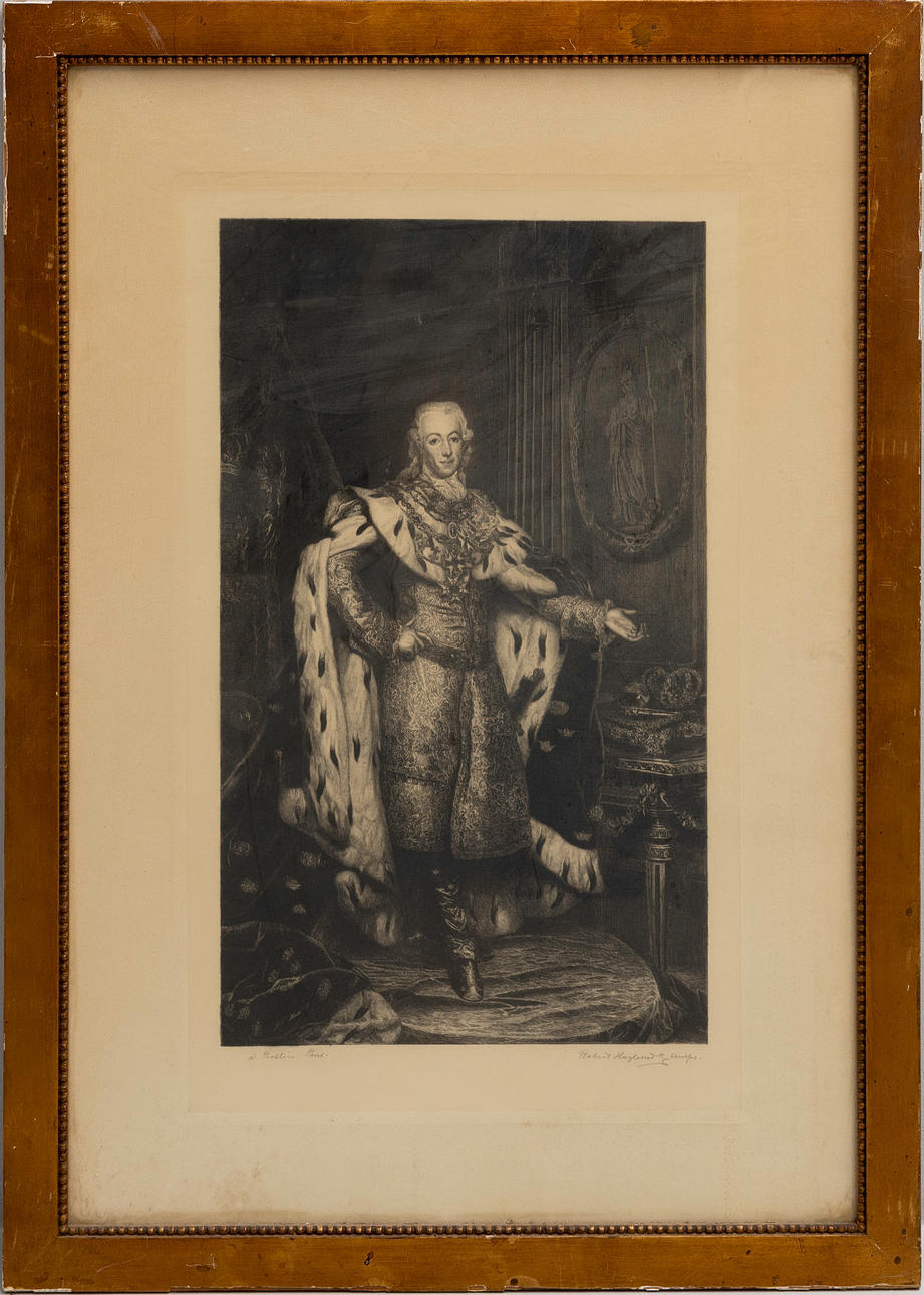ROBERT HAGLUND (1844-1930). Gustav III, etching, after Alexander Roslin ...