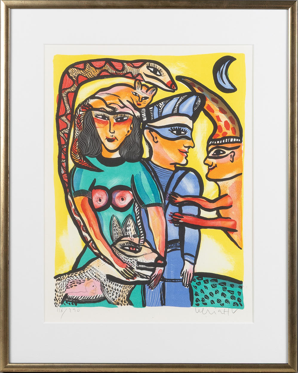 ULRICA HYDMAN-VALLIEN. "Familjen med orm", färglitografi 116/290 ...