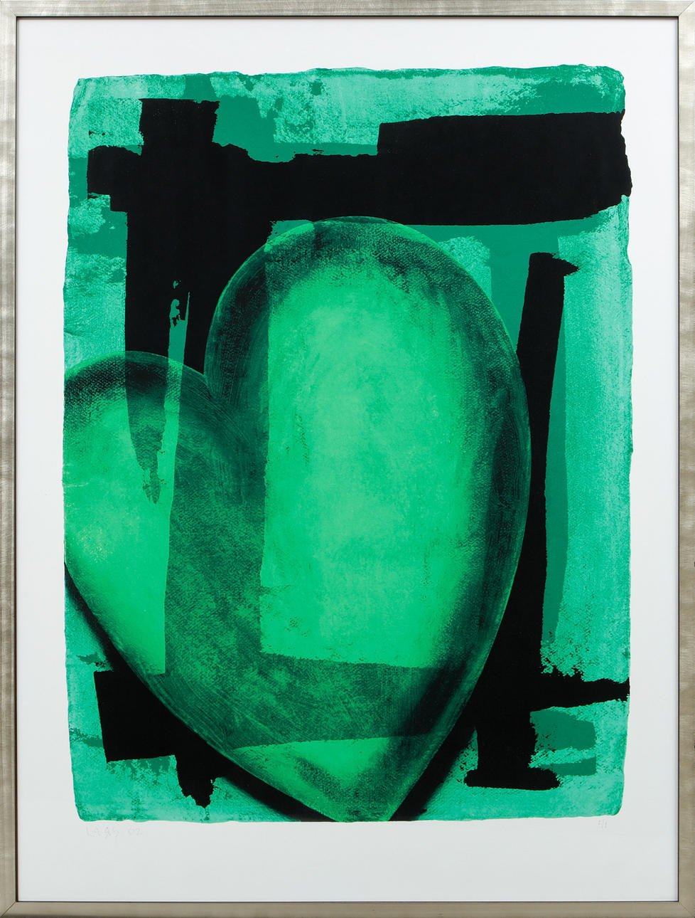 LARS TUNEBO. Composition with green heart, monotype, pigment print ...