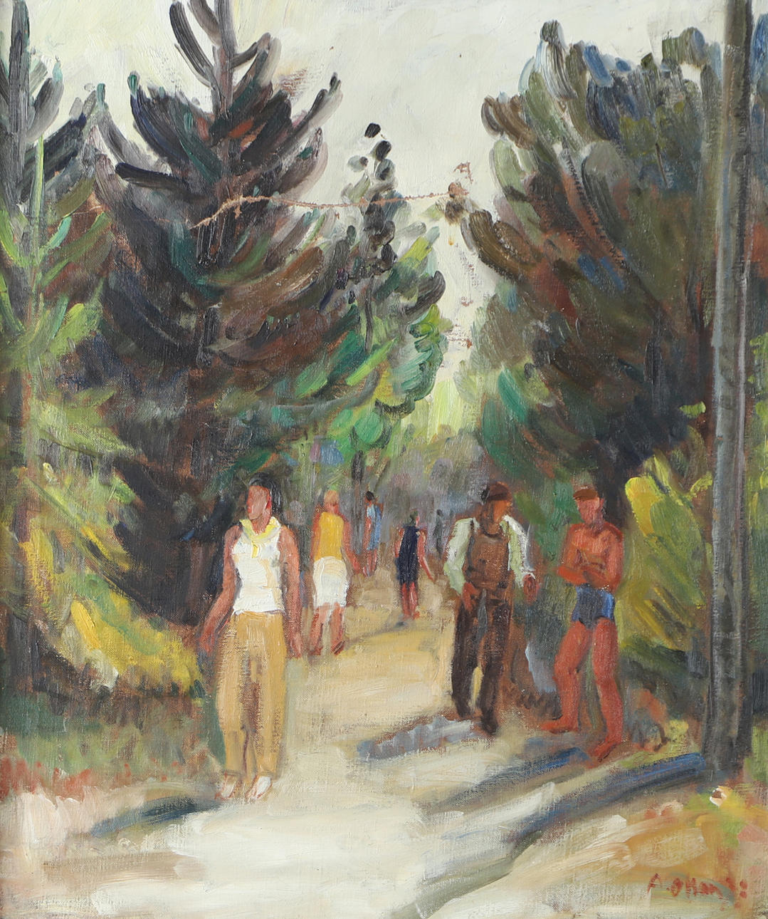 ANDERS OLSON. Forest walk, oil on canvas, signed A. Olson. Art ...