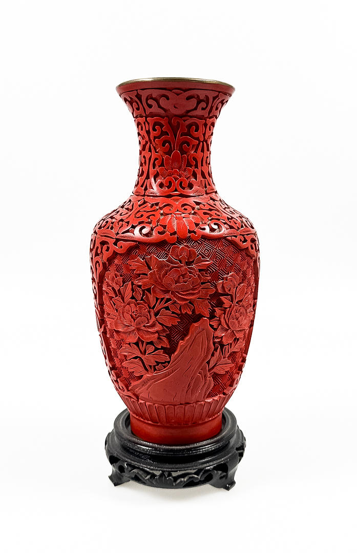A vase, Cinnabar, China, labeled, second half of the 20th century ...