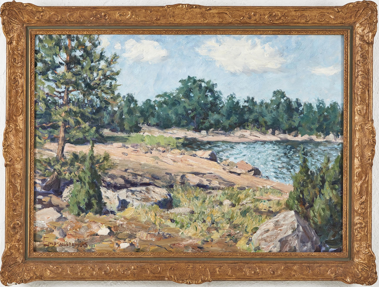 EVALD KALLSTENIUS (1898-1957). Strandmotiv, signerad, olja på duk ...