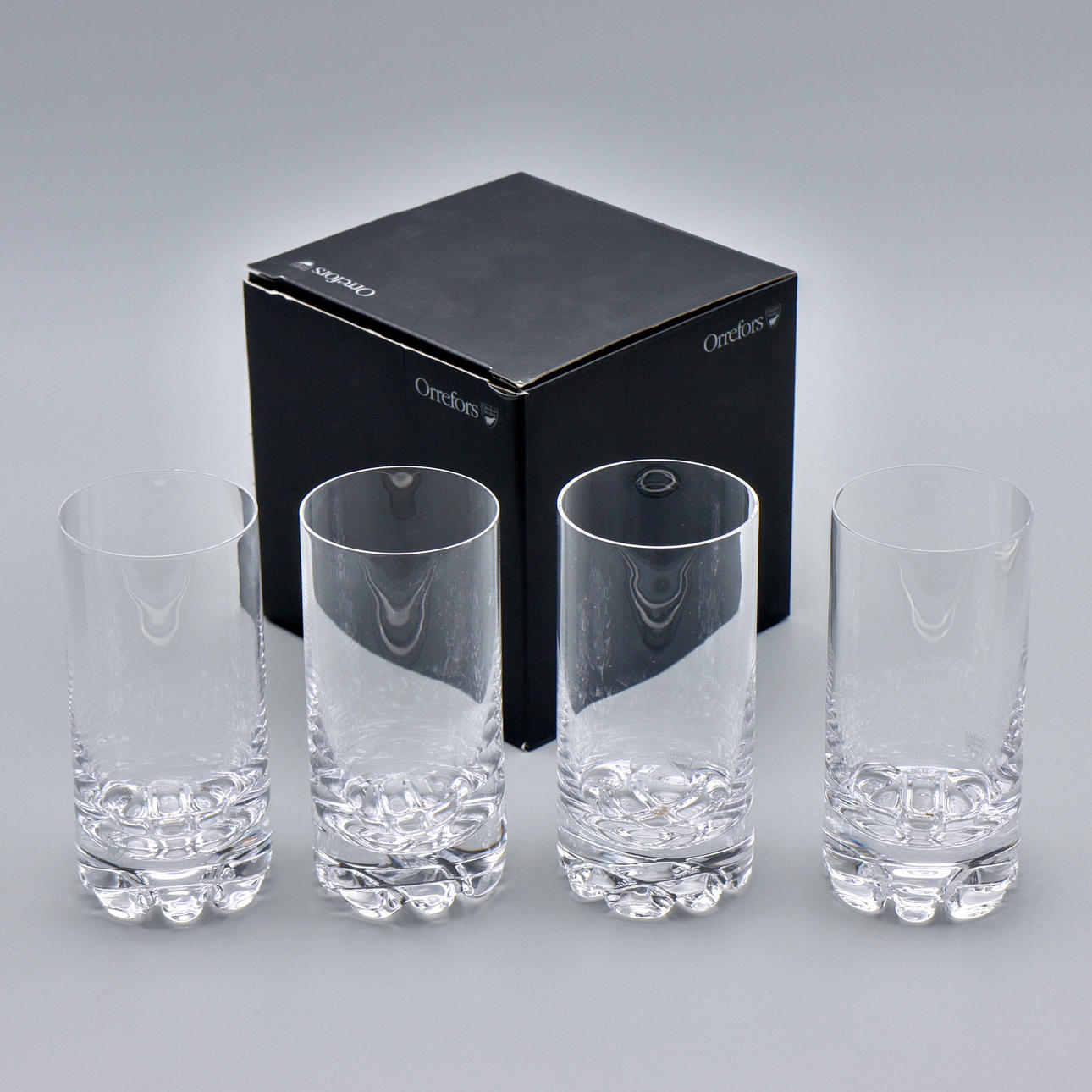 4 HIGHBALL GLASS “ERIK”, DESIGN OLLE ALBERIUS, ORREFORS. Glass ...