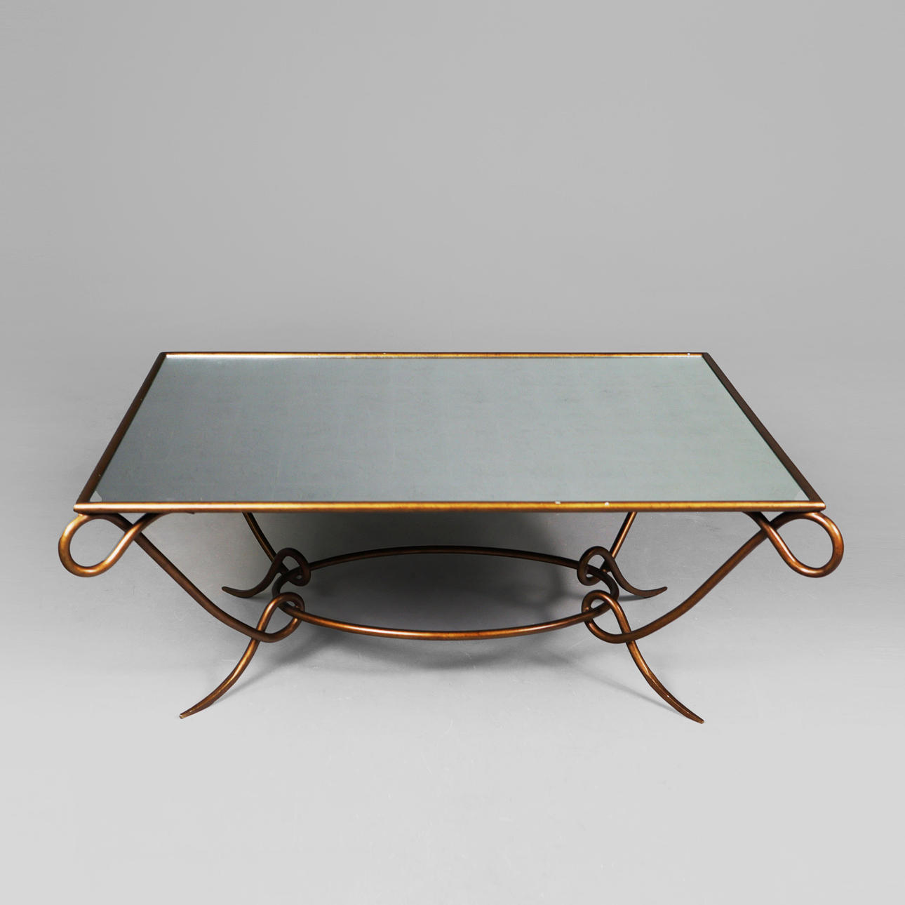 JULIAN CHICHESTER LARSON MIRRORED COFFEE TABLE ON A GILT METAL BASE ...