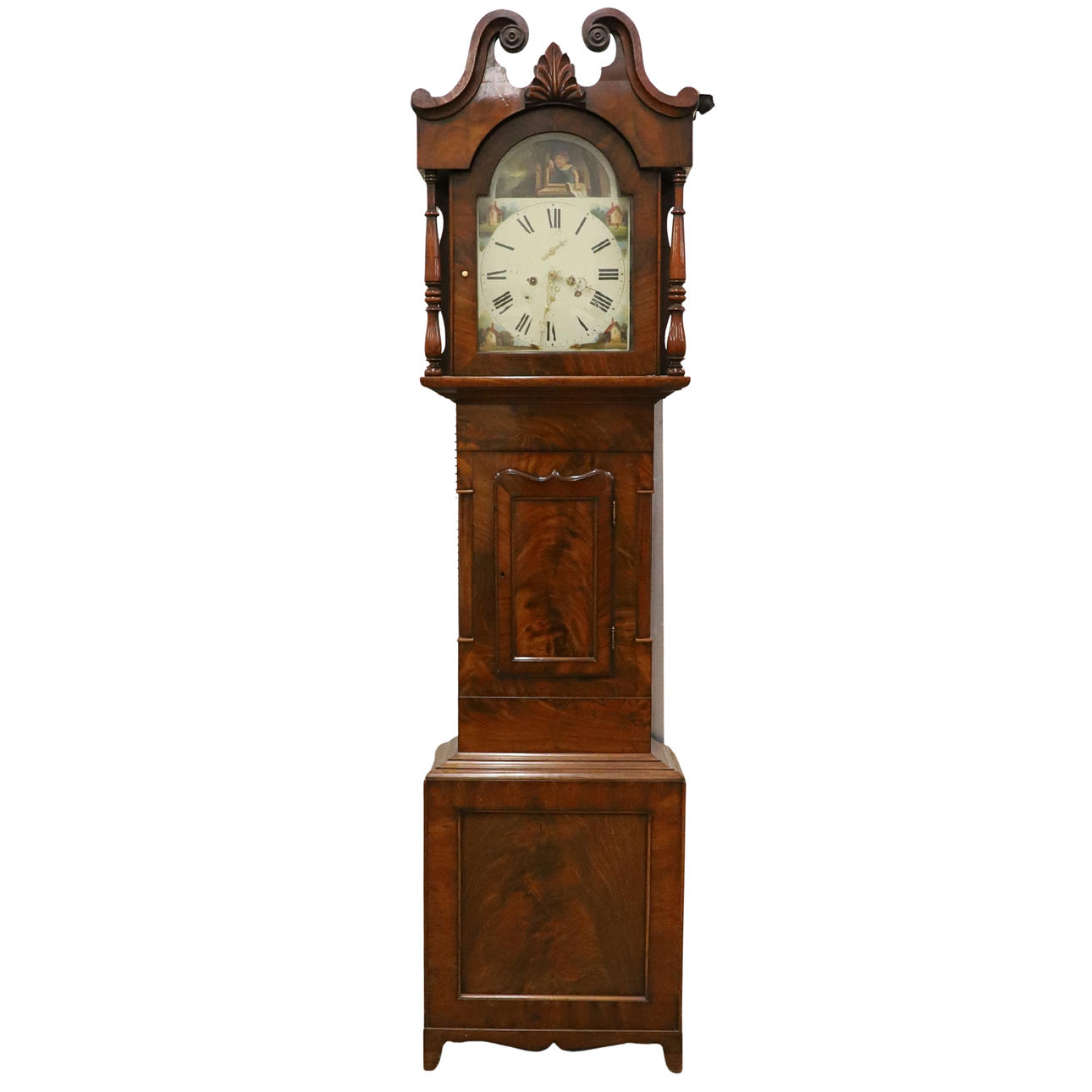 AN EARLY 19TH CENTURY NORTH COUNTRY FLAME MAHOGANY LONGCASE CLOCK ...