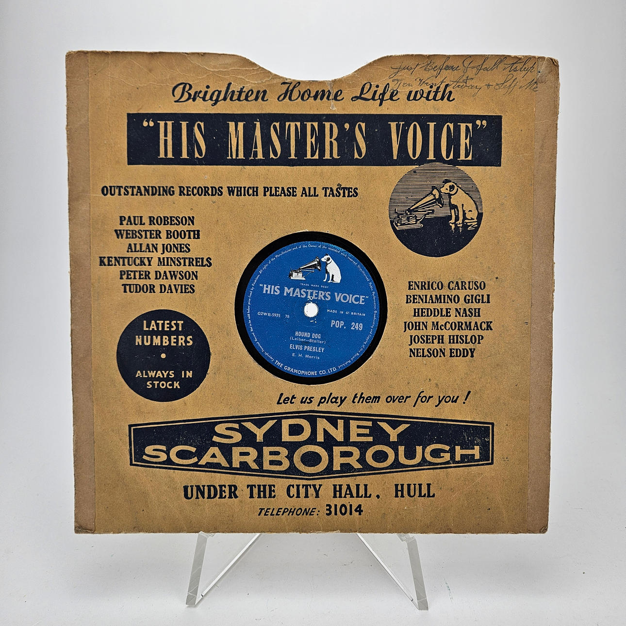 ELVIS PRESLEY, Shellac, 78 omdr./min., Pop. 249, Hans mesterstemme, The ...