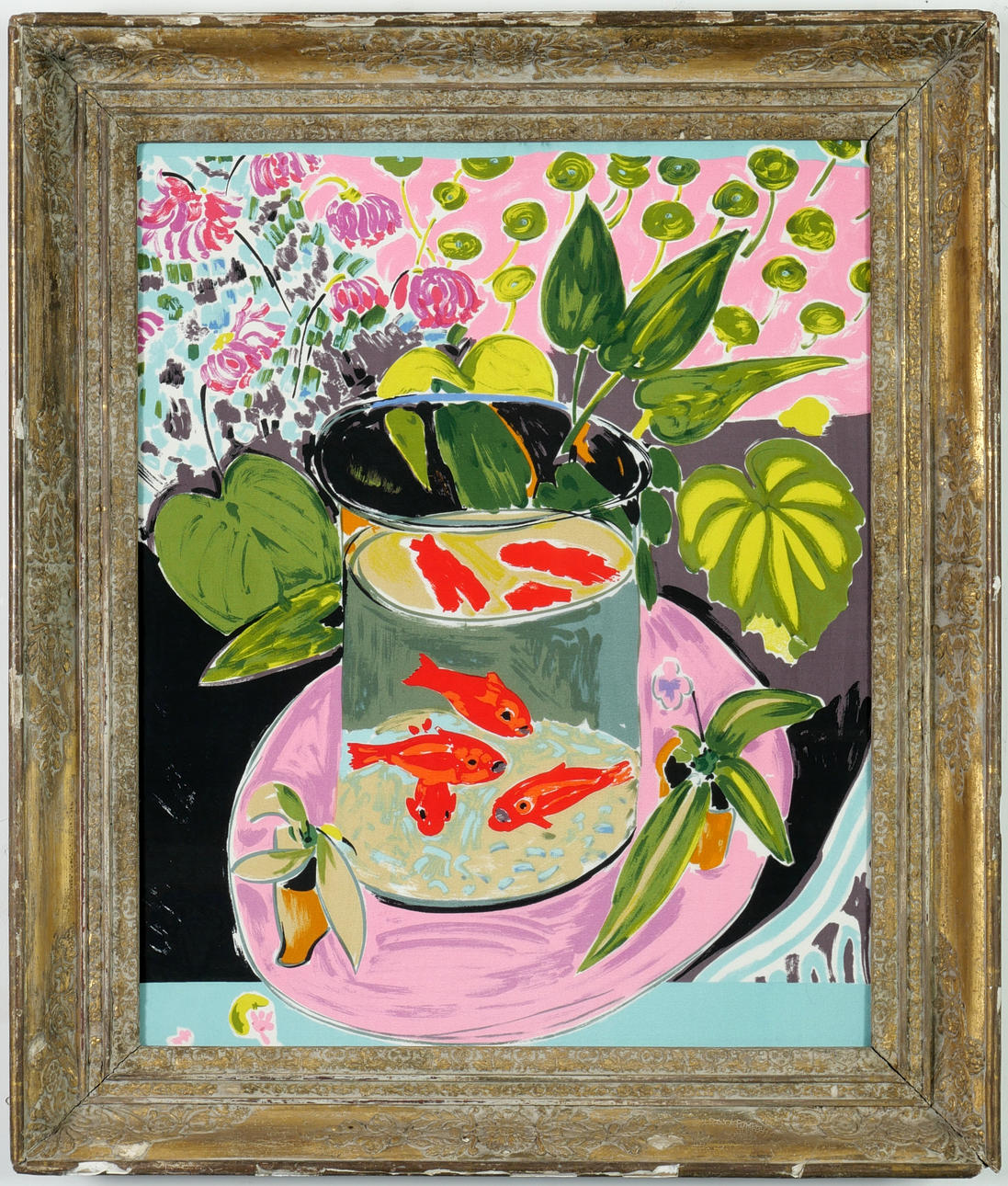 AFTER HENRI MATISSE. GOLDFISH IN A GOLDFISH BOWL ON SILK. Art ...
