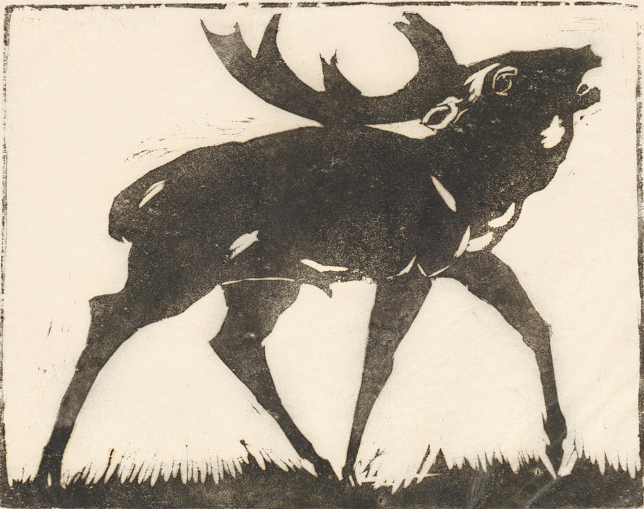 AXEL SALTO (1889-1961). A red deer, woodcut on Japanese paper, signed ...