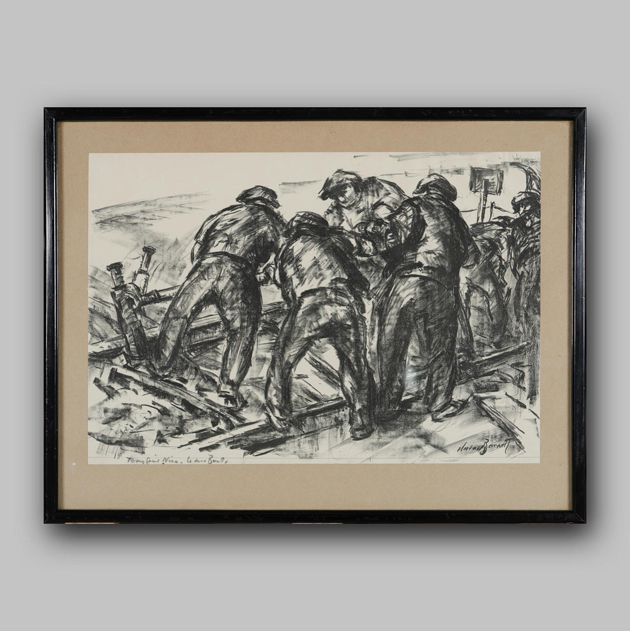 WALTER DURAC BARNETT (BRITISH, 1876-1961). JACKING-UP TRAMWAY LINES IN ...