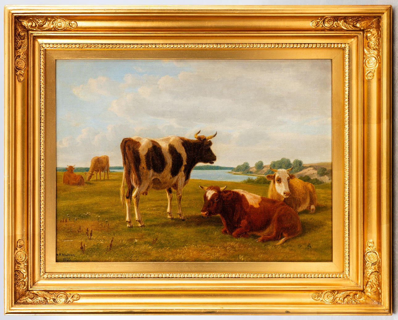 ANDREAS PETER MADSEN (1822-1911). Cows in the pasture. Art - Paintings ...