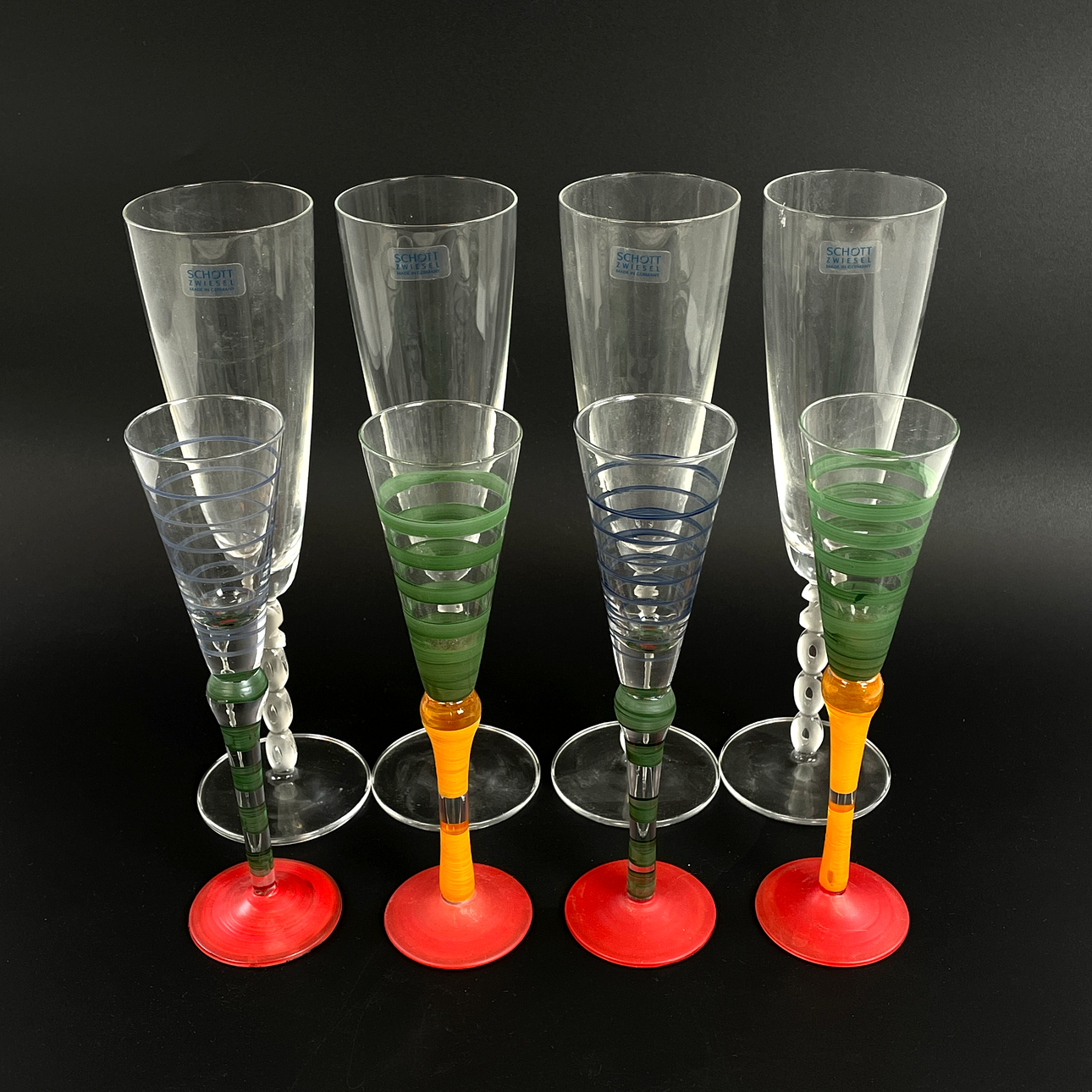 CHAMPAGNE STRAWS & SNAP GLASSES, 8 pcs. Schott Zwiesel & as well as ...