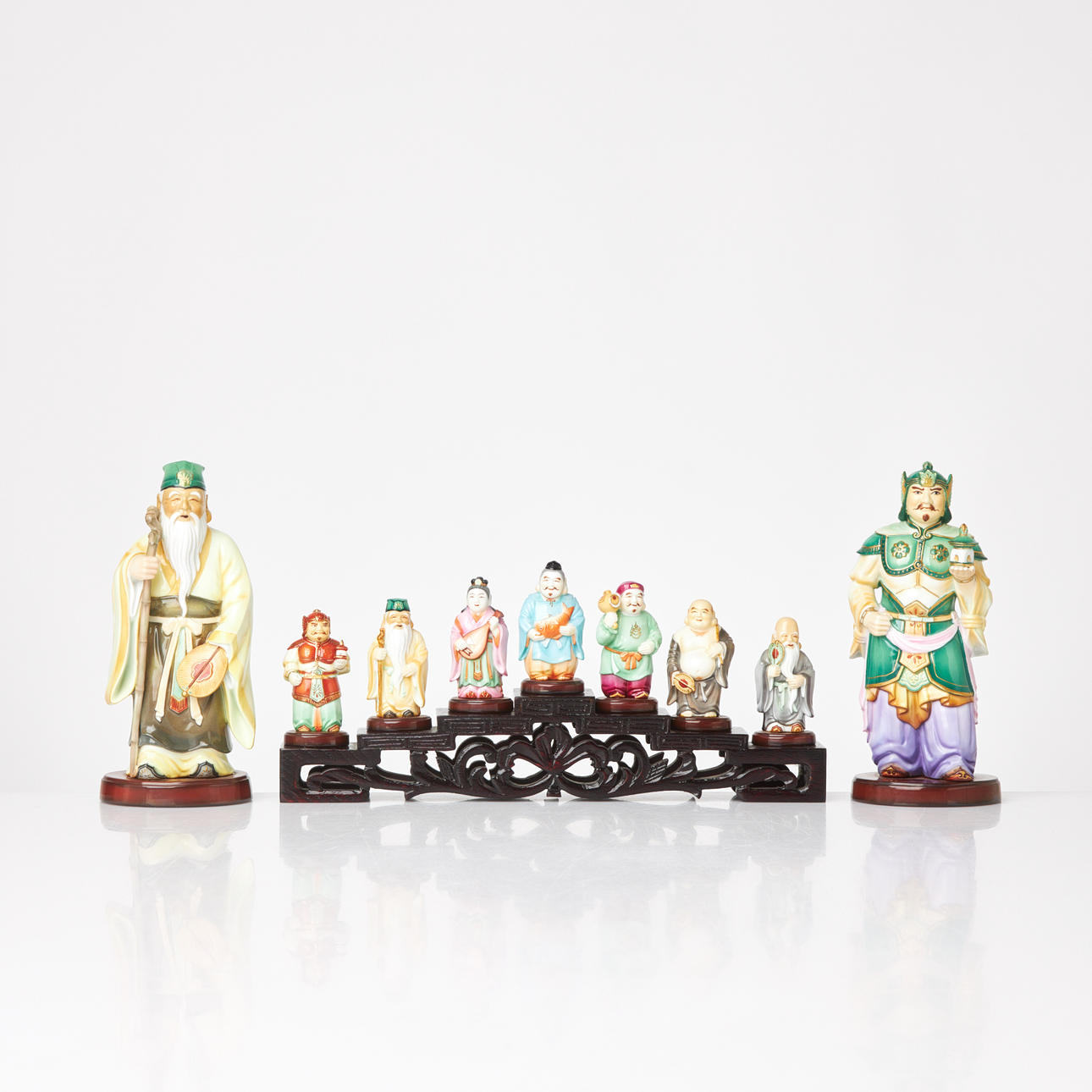A set of 7+2pcs, “The Seven Gods of Fortune”, with plinth and scatull ...