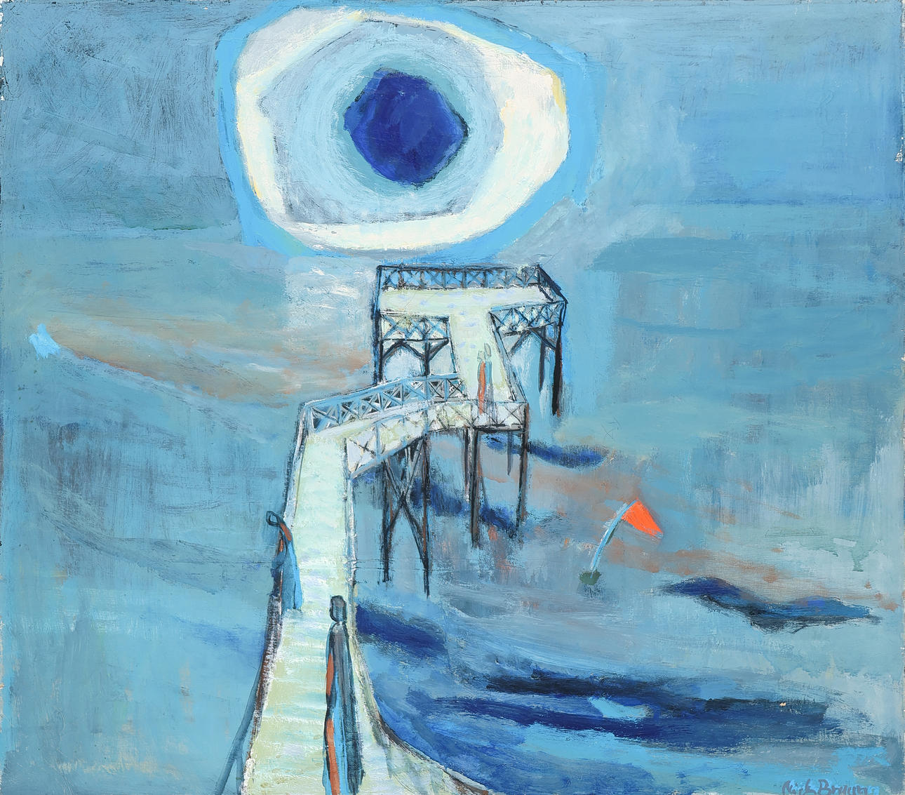 NIELS MANDRUP BRUUN (1918-93). Komposition, 'Bron efter vinter', olja ...