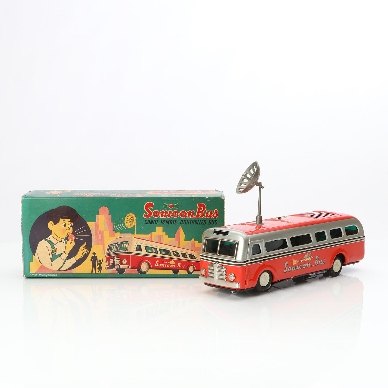 SONICON BUS. Plåt. Japan, 1900-tal. Leksaker - Modellbilar - Auctionet