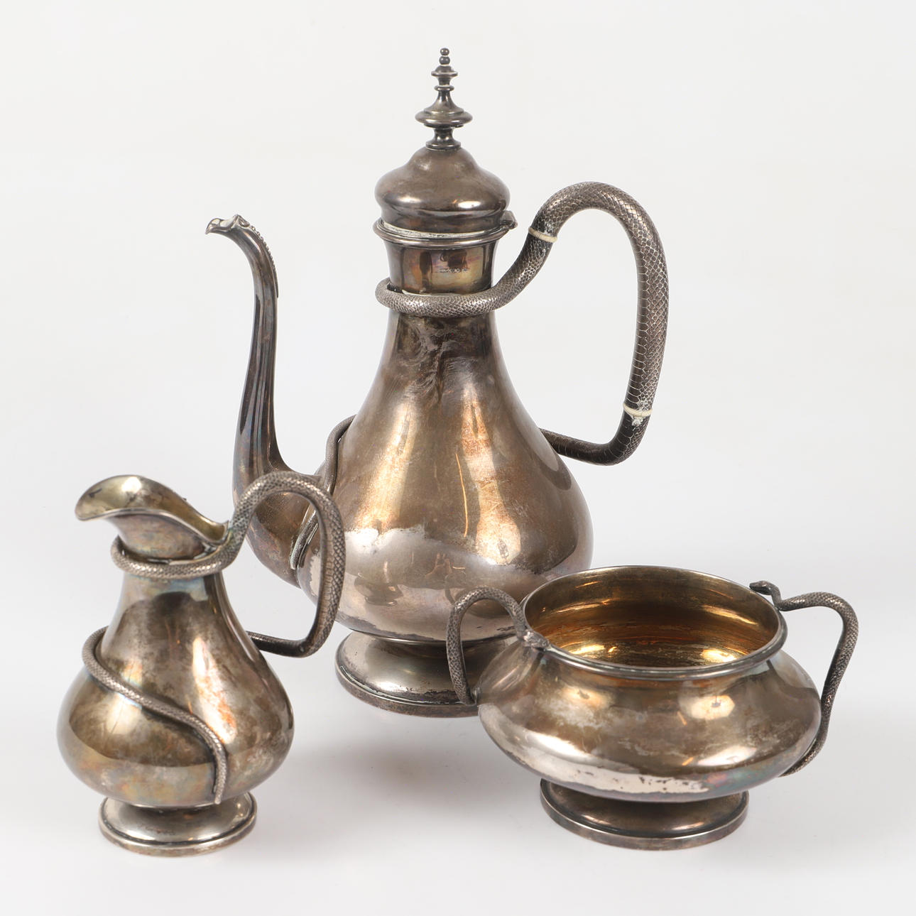 GUSTAF MÖLLENBORG FERON. A 3-piece silver coffee set decorated with ...