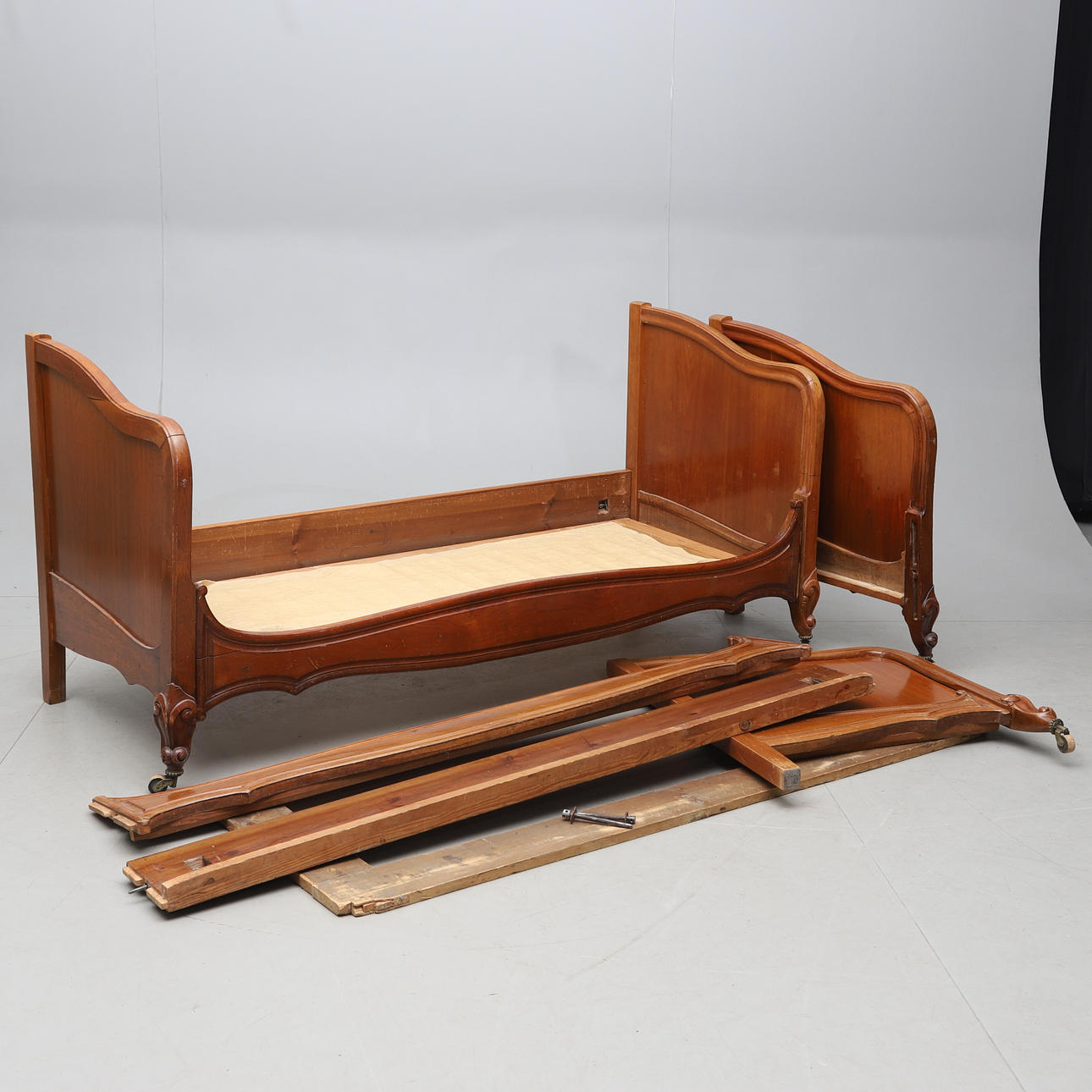 A rococo style hardwood bed frame, circa the turn of the 18th century ...