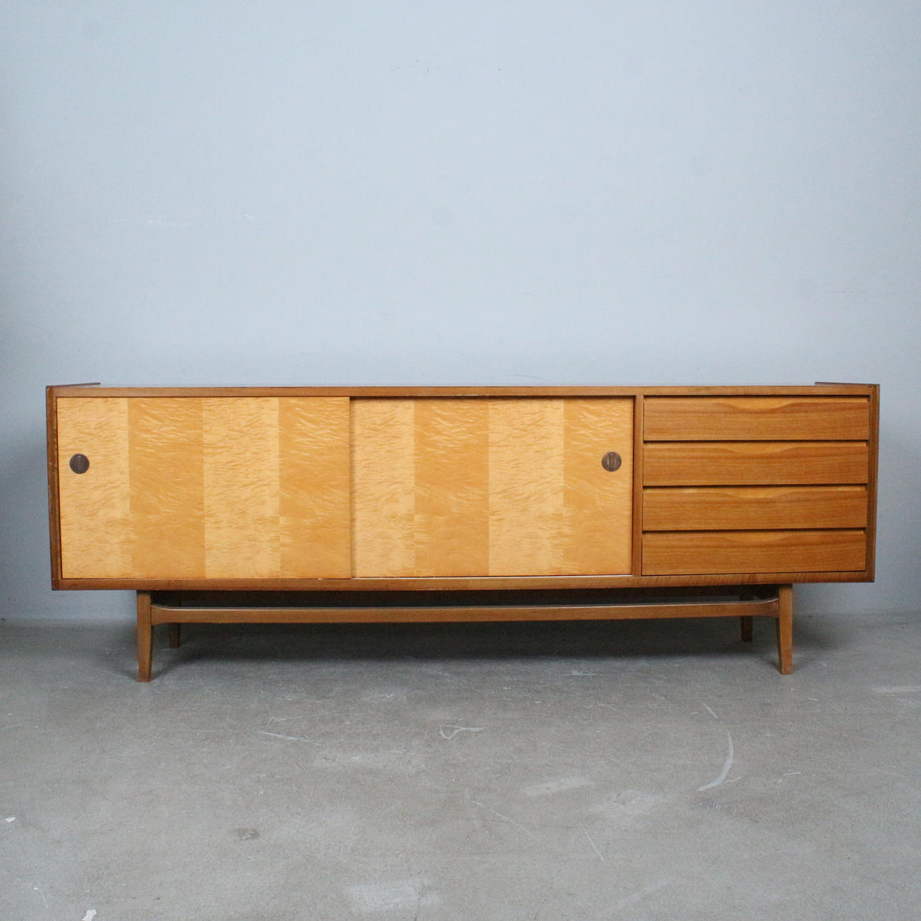 Vintage walnut veneer sideboard with beautiful contrasting fronts 1960s ...