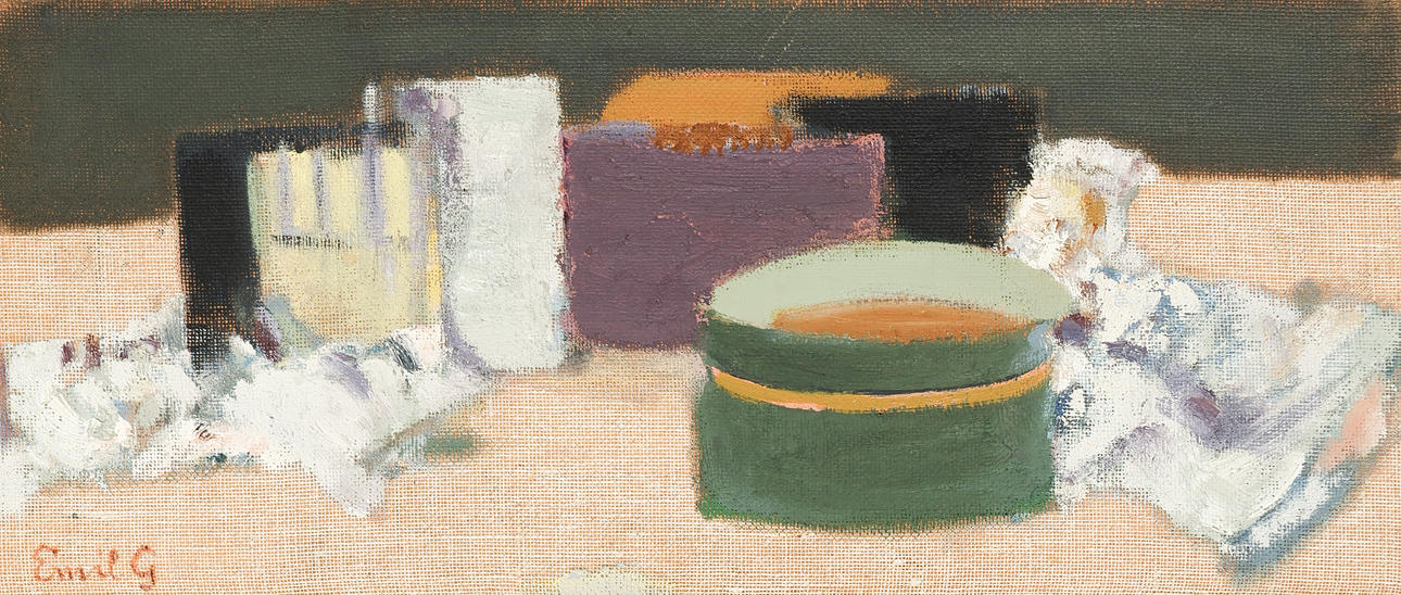 EMIL GREGERSEN (1921-1993). Composition, still life with objects, oil ...