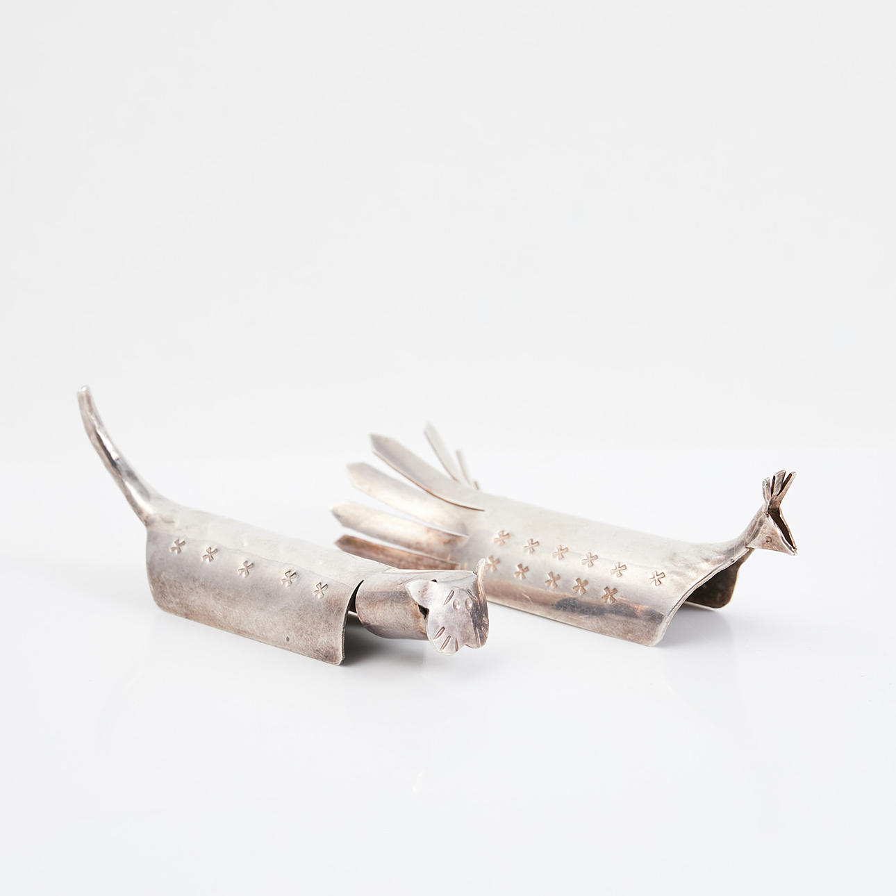 GUNNAR CYRÉN. Butter dogs, in the shape of a cat and a rooster, silver ...