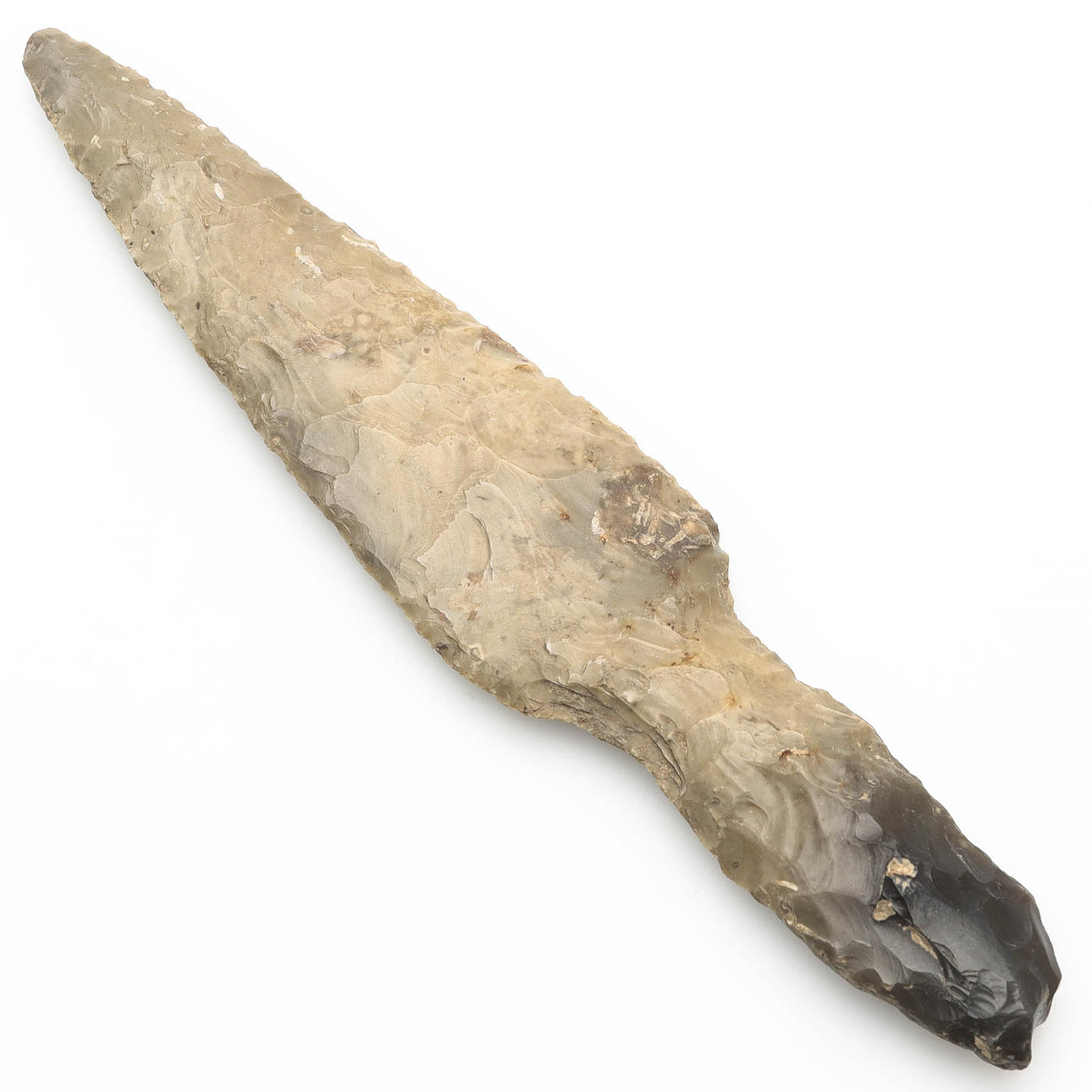 DAGGER, grey flint, stone age, length 18cm. Miscellaneous ...