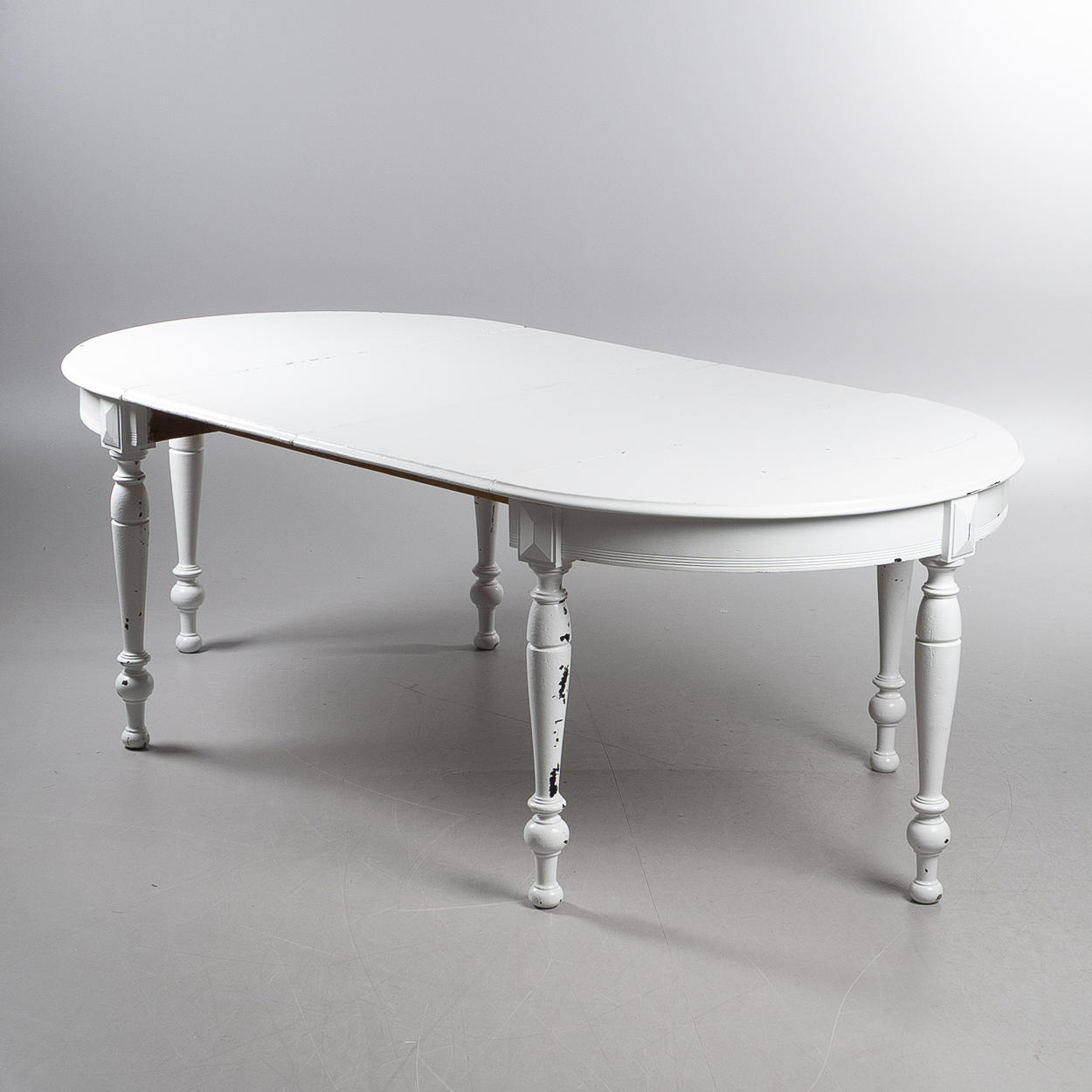 DINING TABLE, 2 half-moon tables, medlar and 2 plates, 19th century ...