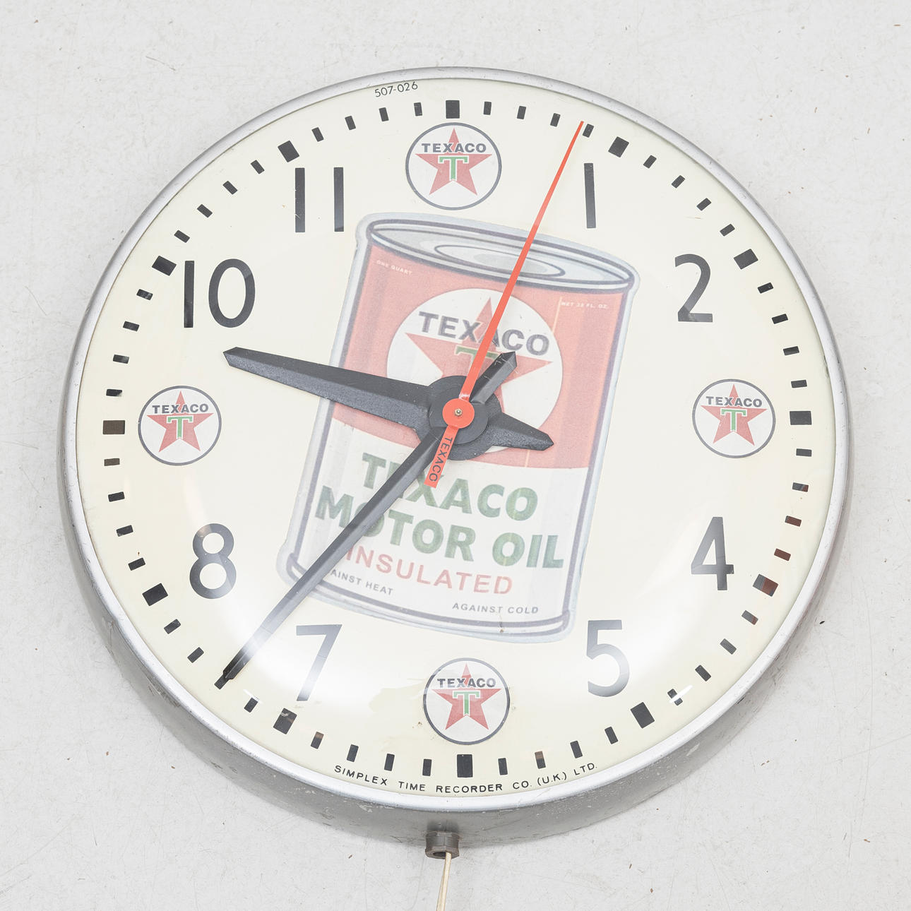 REKLAMKLOCKA TEXACO MOTOR OIL. Samlarföremål - Reklam & Skyltar - Auctionet