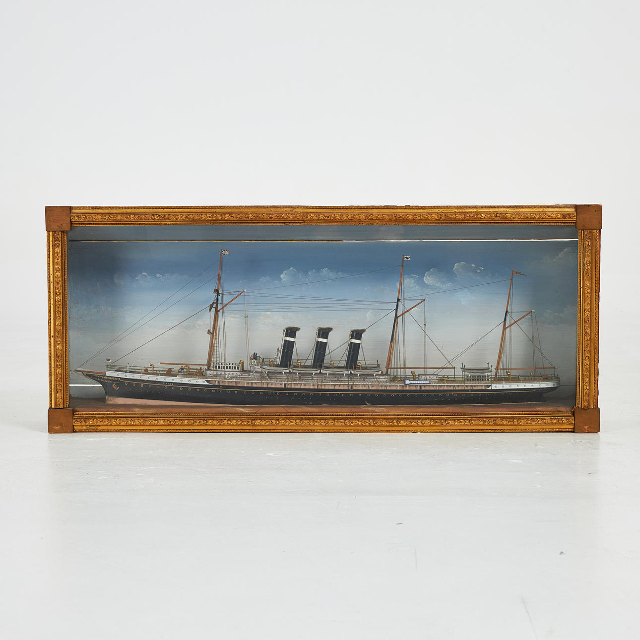 DIORAMA WITH MODEL SHIP, passenger steamship “SS City of Paris ...