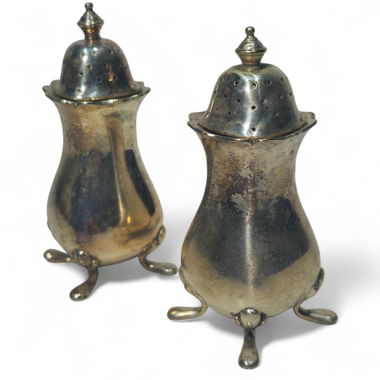 Pair of silver and punched alpaca salt shakers. Silver & Metals ...