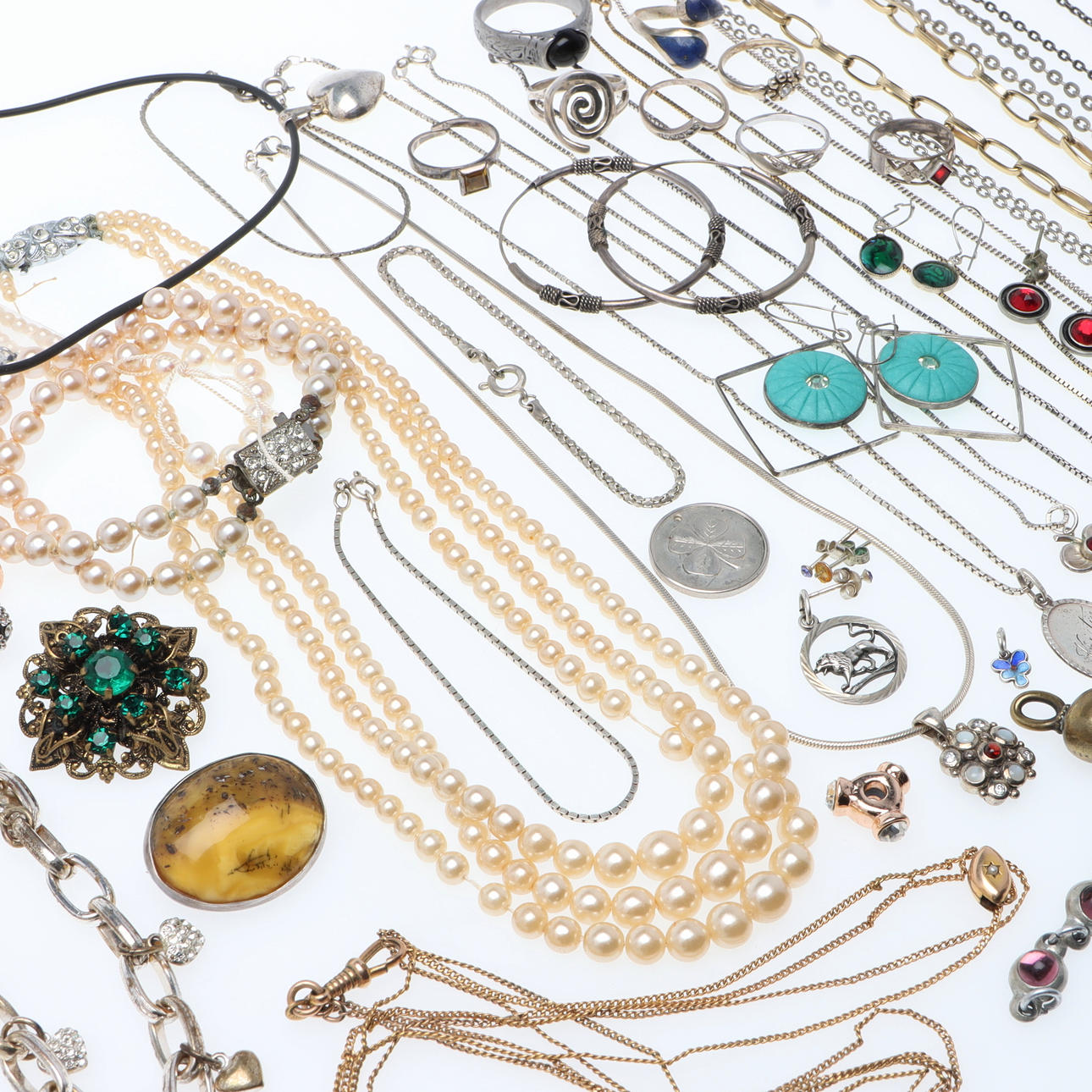 SMYCKEN, i smyckeskrin, delvis silver. Smycken & Ädelstenar - Smycken ...