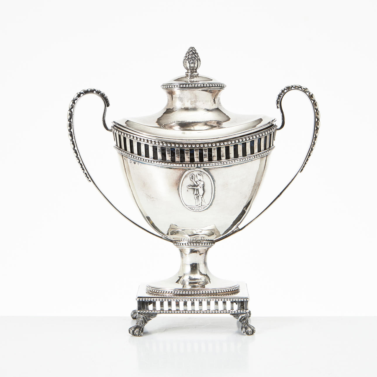 PETTER ENEROTH. (1771-1808), Sugar bowl, silver, Stockholm 1790, blue ...