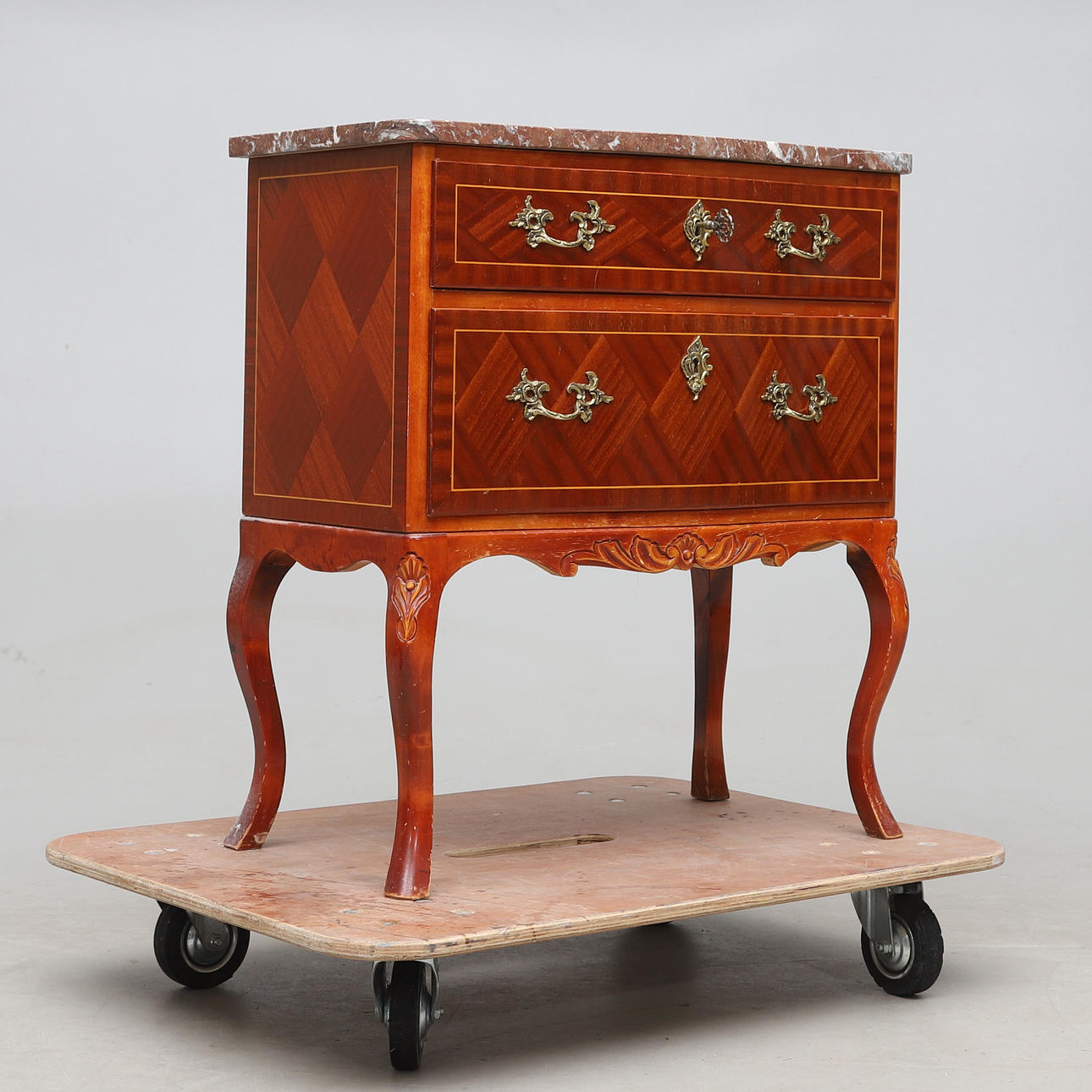 Chest of drawers, neo-rococo, mahogany veneer and stone top, 20th ...