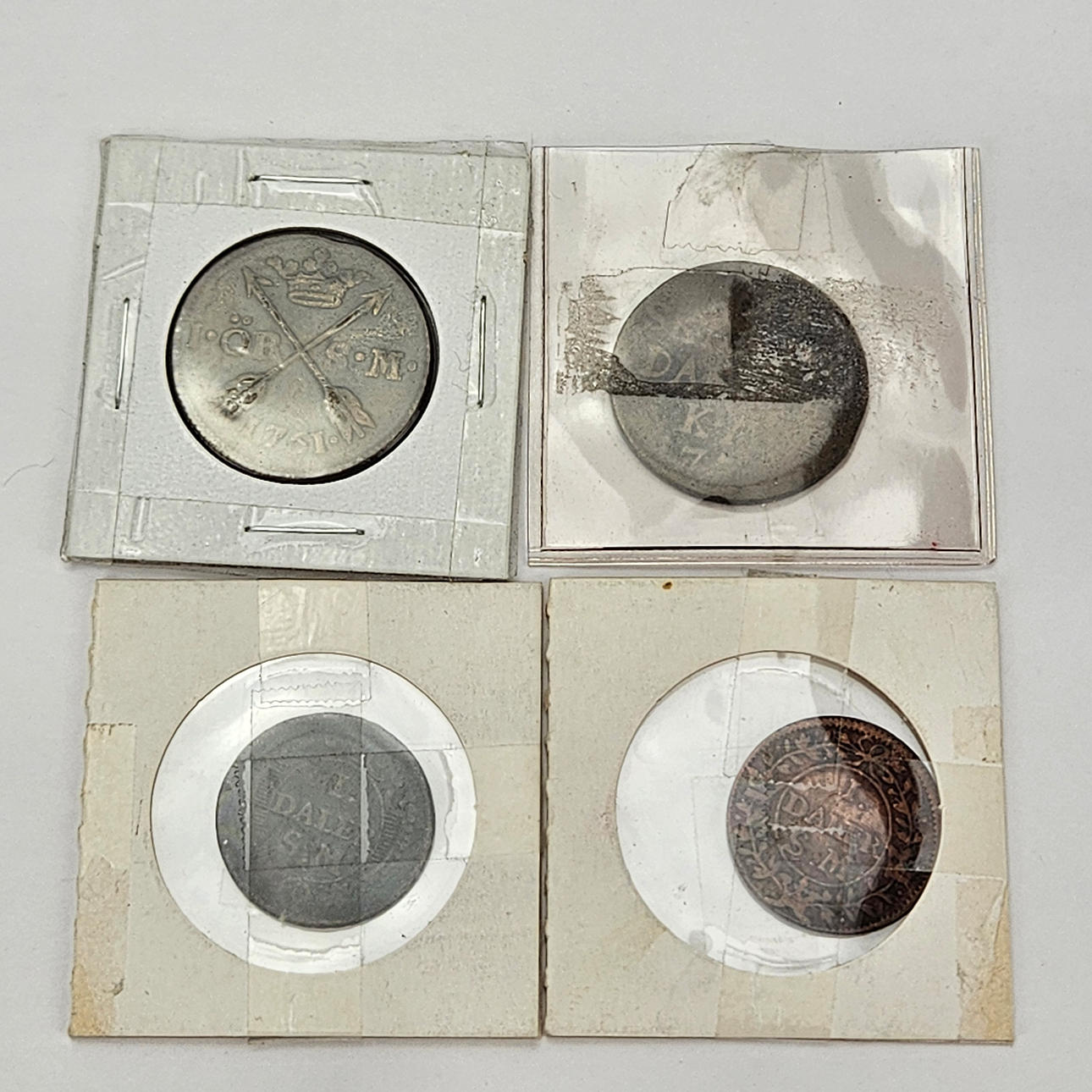 A set of four coins from Sweden and Denmark, 18th century. Coins ...