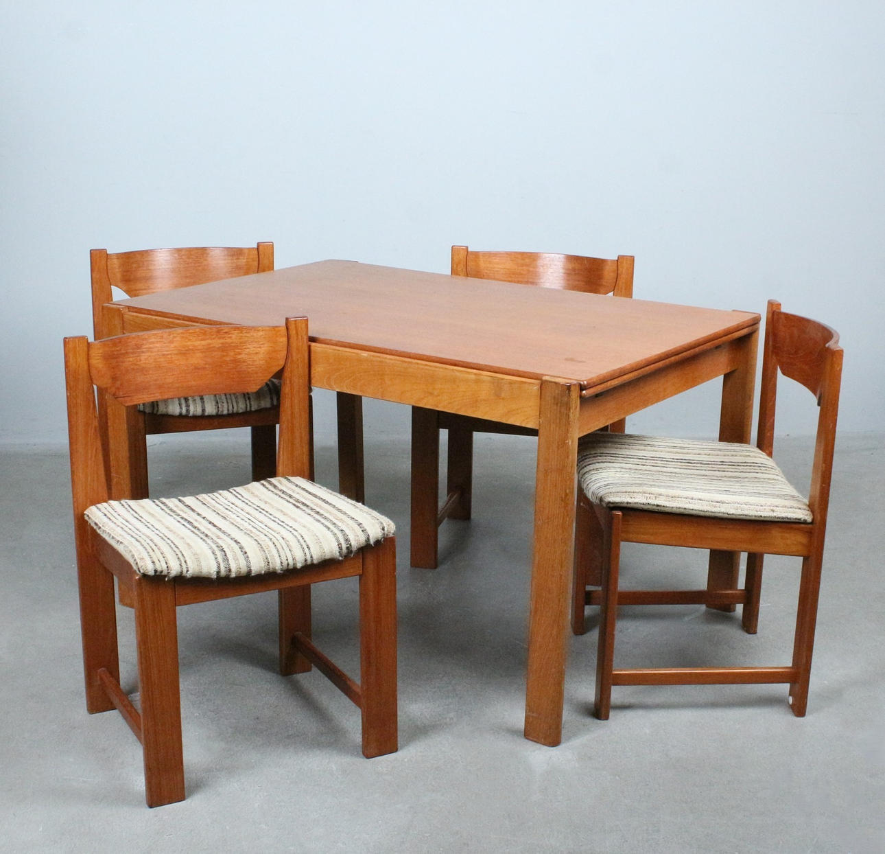 Dining Table Set - Expandable Dining Table and Four Chairs, Teak ...