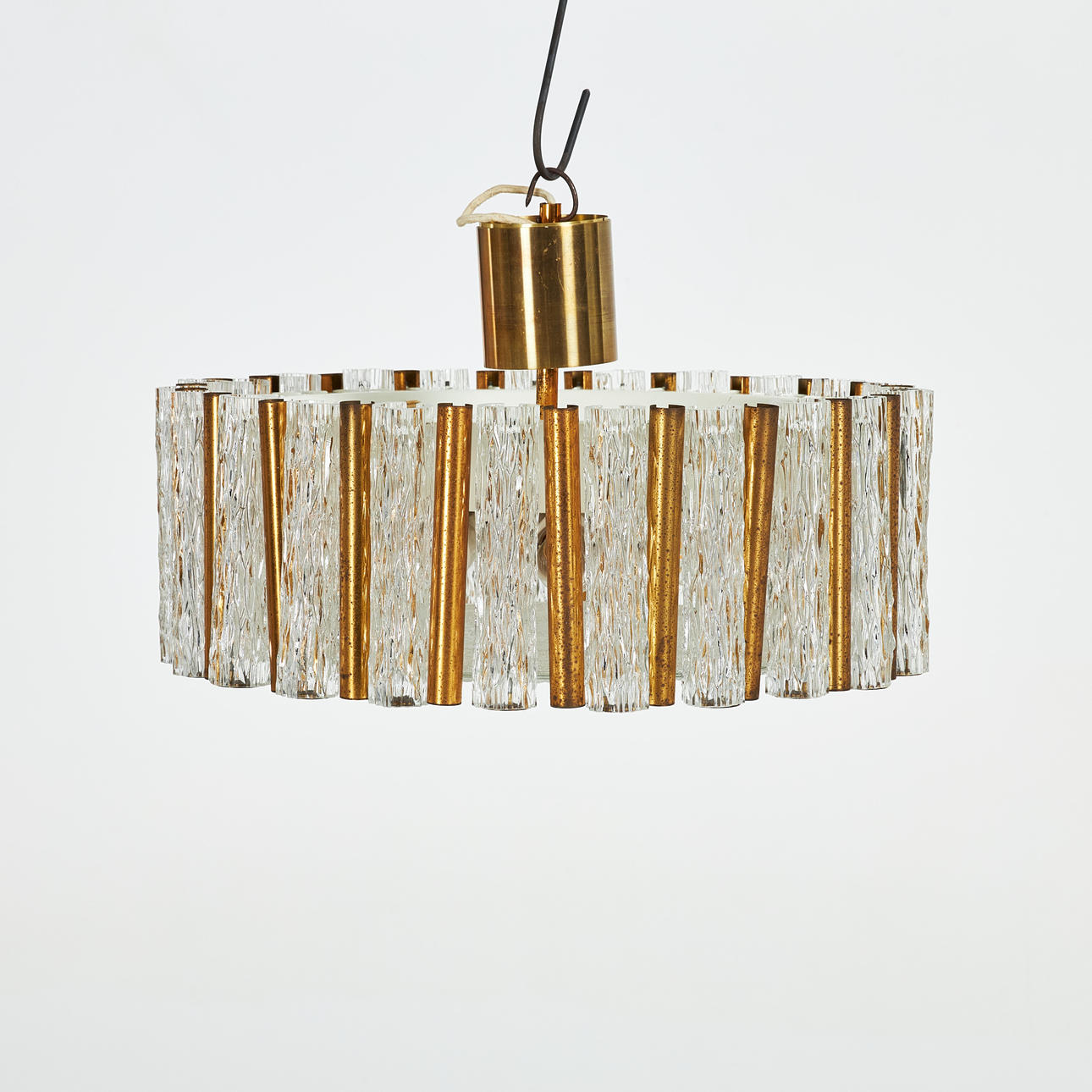 A 1960s/70's ceiling lamp, Kaiser, Germany, brass, glass, 8 light ...