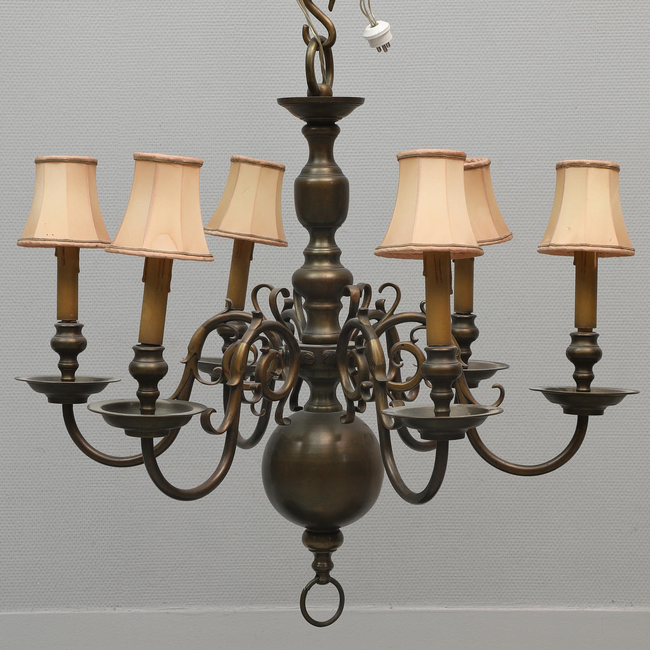 A 6-armed, baroque marble chandelier, first quarter of the 20th century ...
