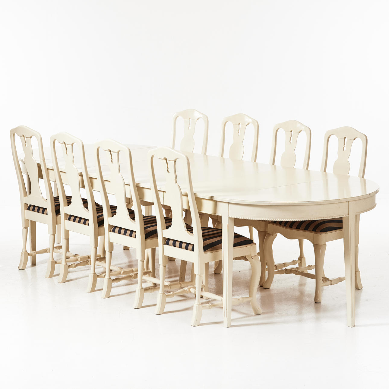 A rococo style dining group, Solgården, 21st century, 9 pieces ...