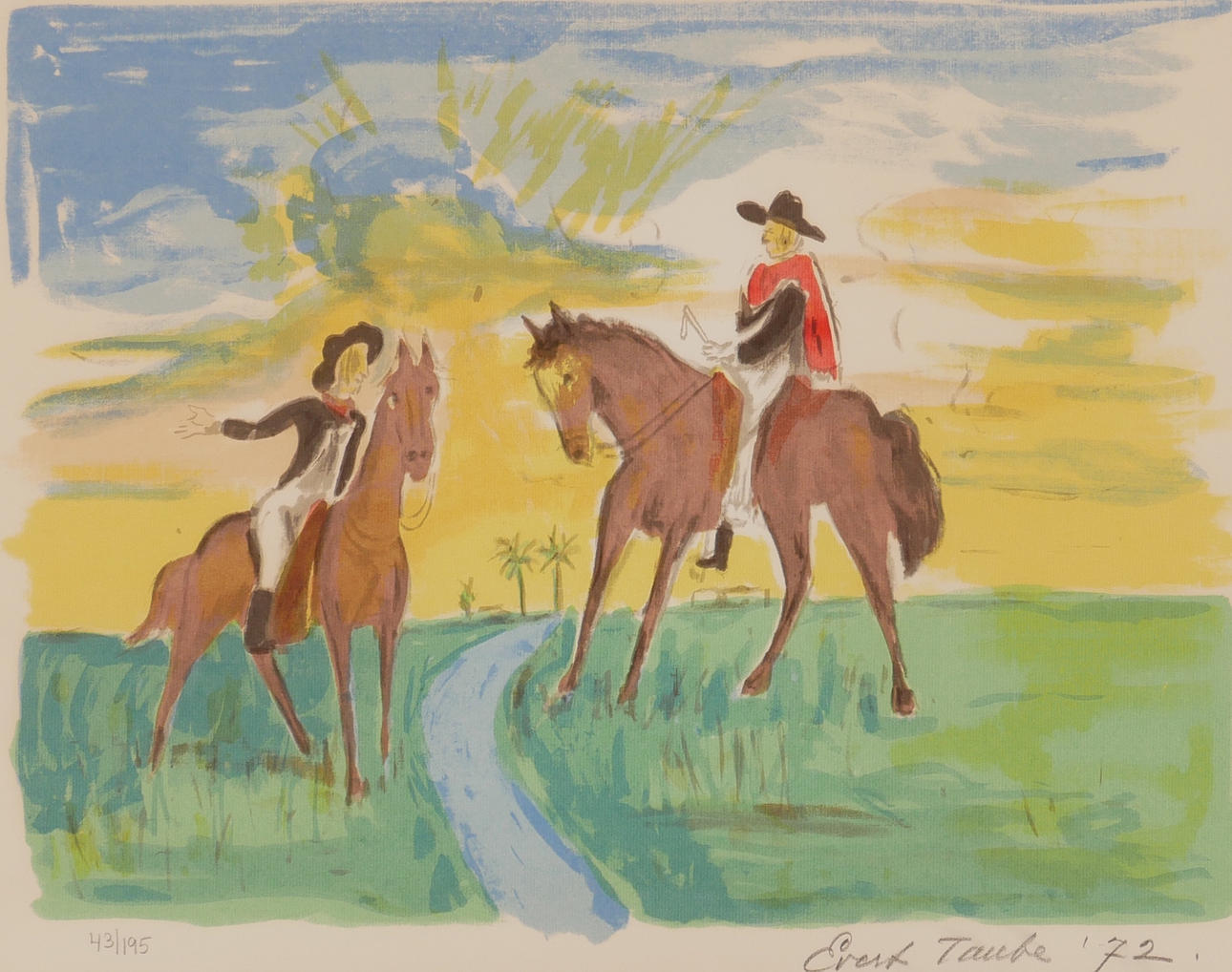EVERT TAUBE. “Meeting on the Pampas”, series graphic, signed Evert ...