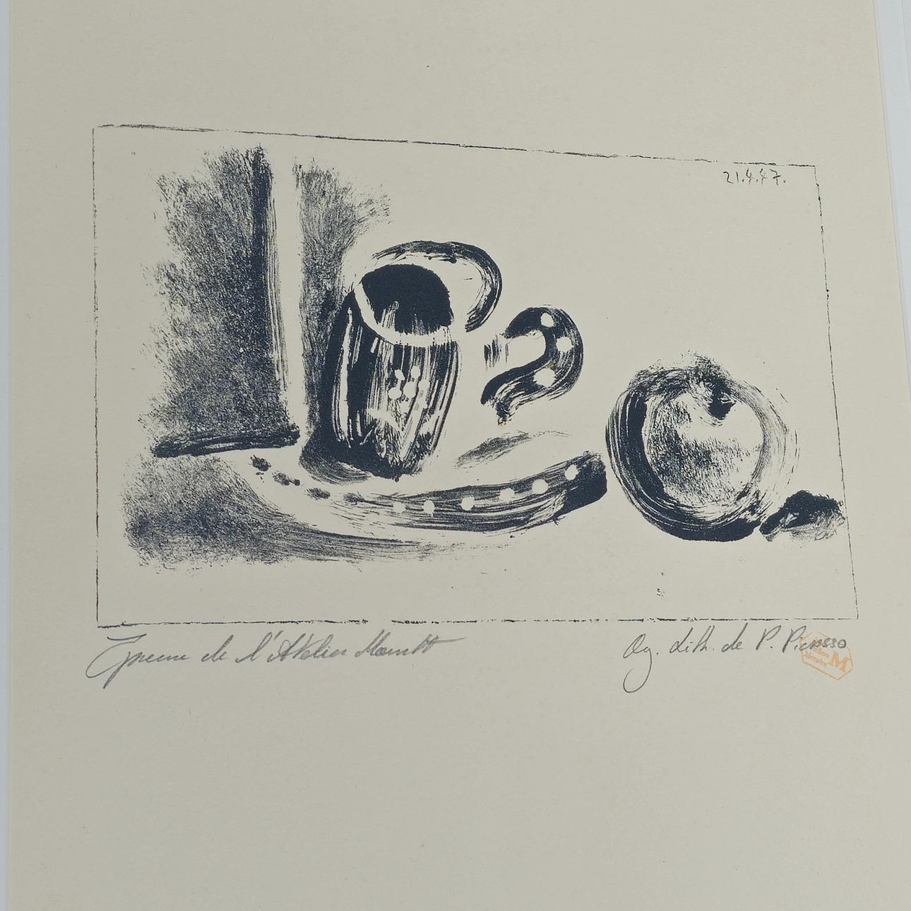 PABLO PICASSO. “Cup and apple, 1947", lithograph on paper. Art ...