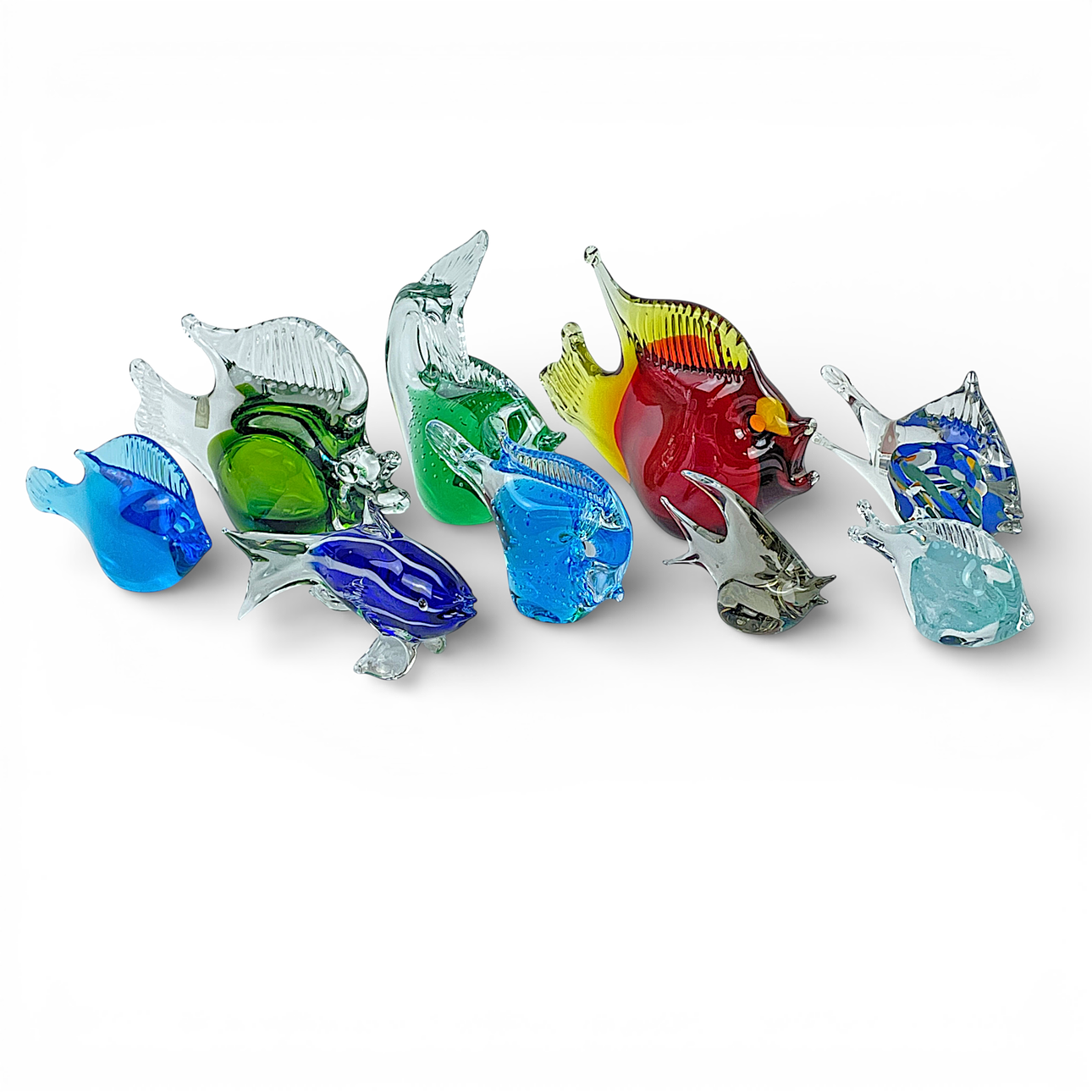 FIGURINER, 9 st, glas, fiskar, bl a Humppila. Glas - Konstglas - Auctionet
