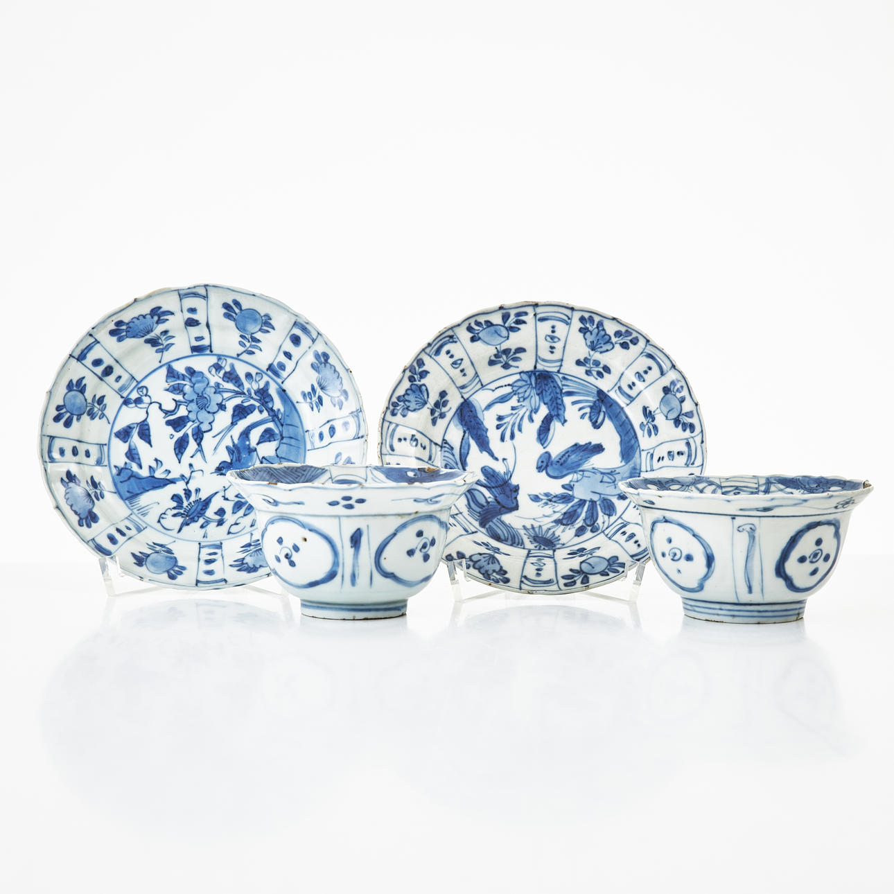 SCHALEN, GESCHIRR, 4 tlr., Porzellan, China, Wanli (1573-1619), „Kraak ...