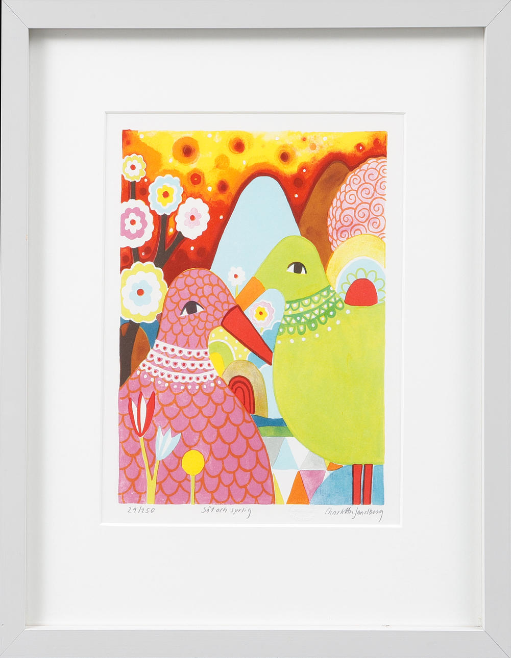 CHARLOTTA SANDBERG. “Sweet and sour”, lithograph in colours, signed and ...