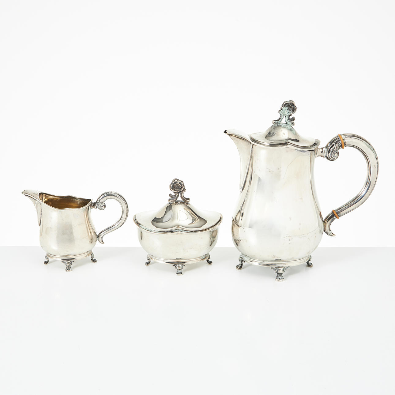 KAFFESERVIS, tre delar, silver, CG Hallberg, 1920-tal. Silver & Metall ...