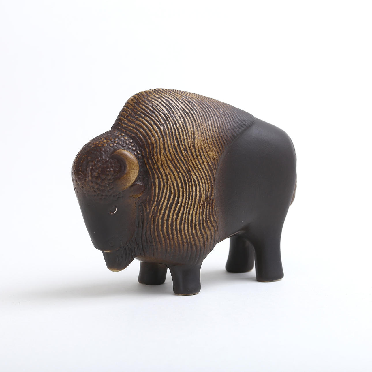LISA LARSON. Figurine, stoneware, “Bison” from the series “Endangered ...