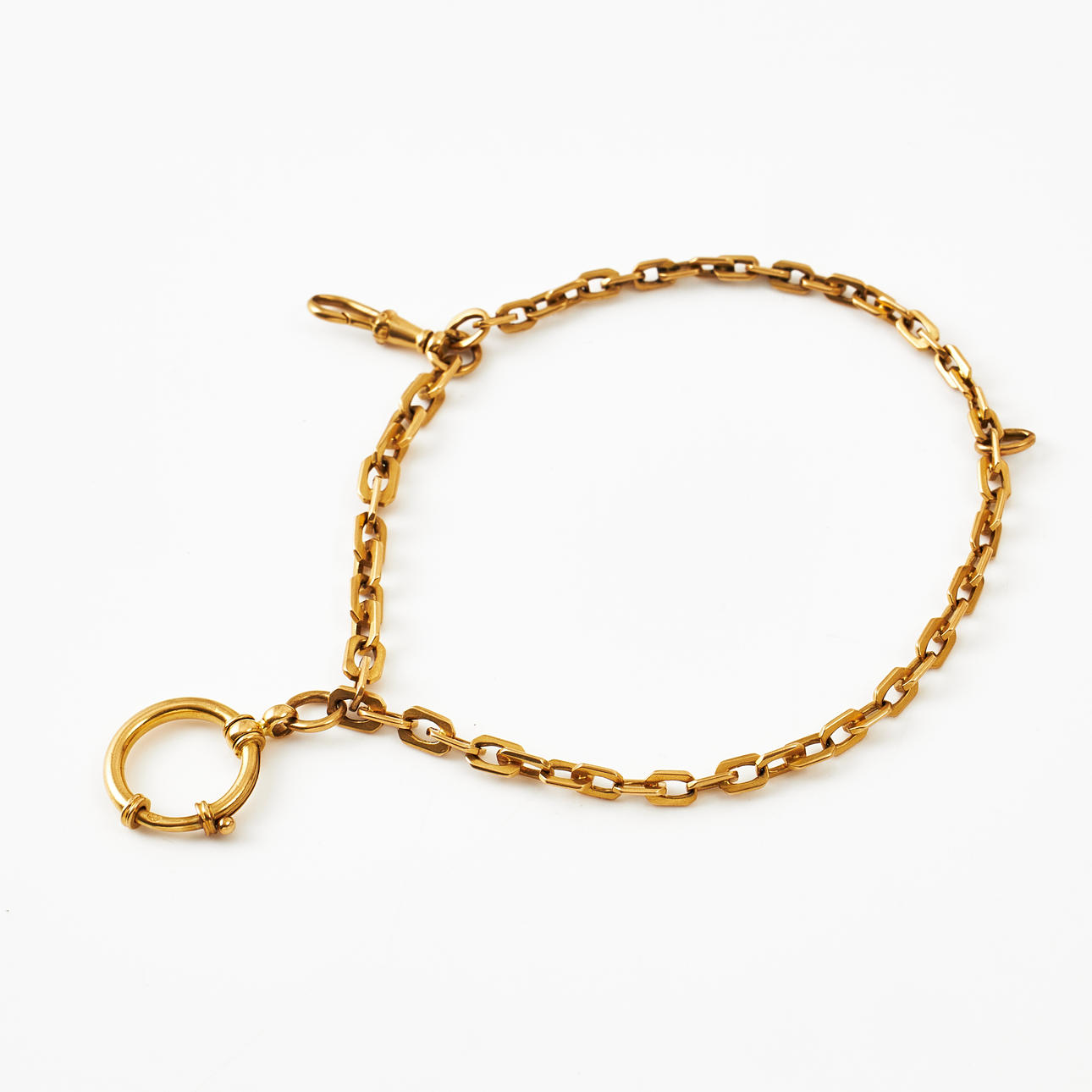 WATCH CHAIN, 18 k gold, anchor link, carabiner, Swedish control stamps ...